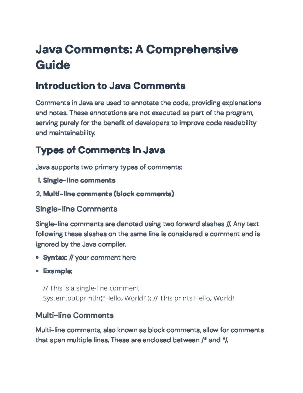 Java Comments: A Comprehensive Guide on Best Practices and Syntax - Java Comments: A ...