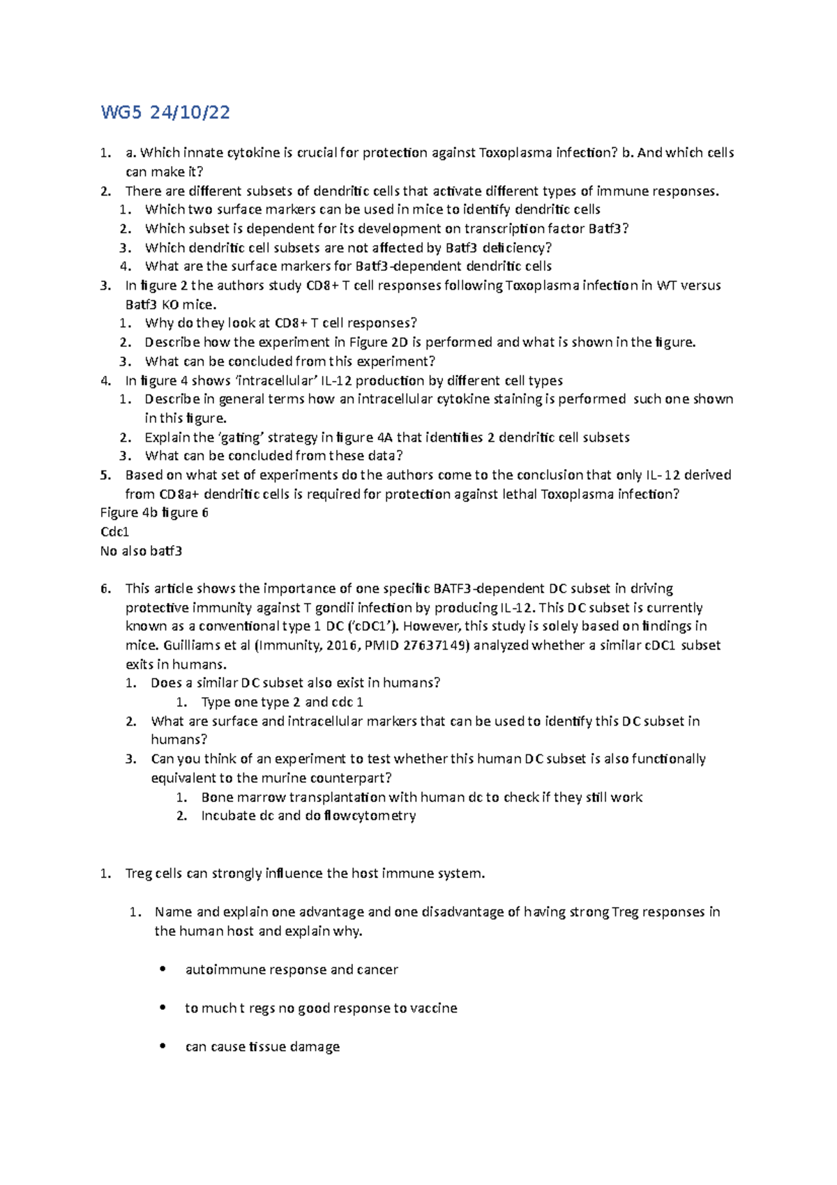 WG5 Final Exam: Insights on Innate Immunity and T Cell Responses ...