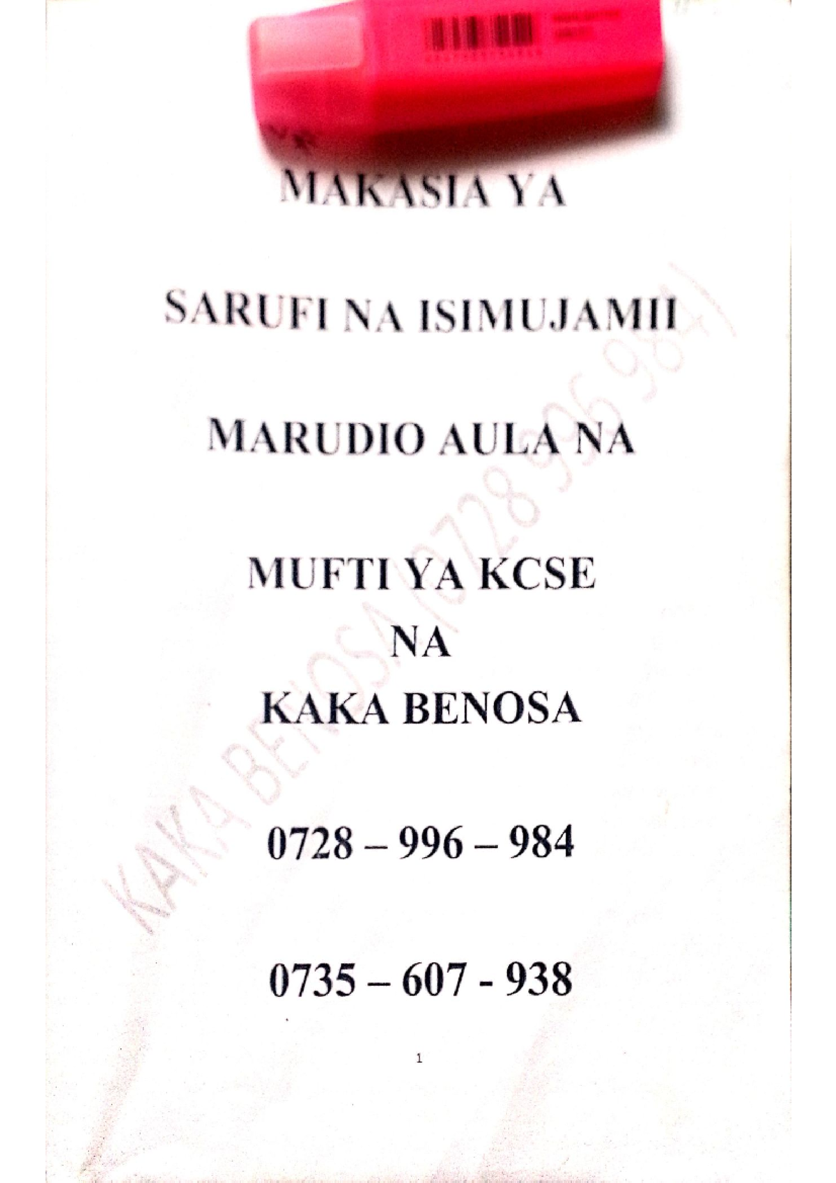 Makasia ya Sarufi na Isimu Jamii (KCSE) - BW. Alvin OUMA - Studocu