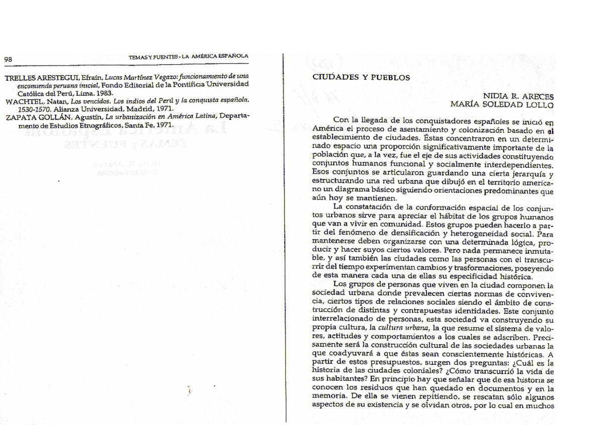 Areces Ciudades y Pueblos - 98 TEMASY FUENTES AMÉRICA ESPAÑOLA TRELLES ...
