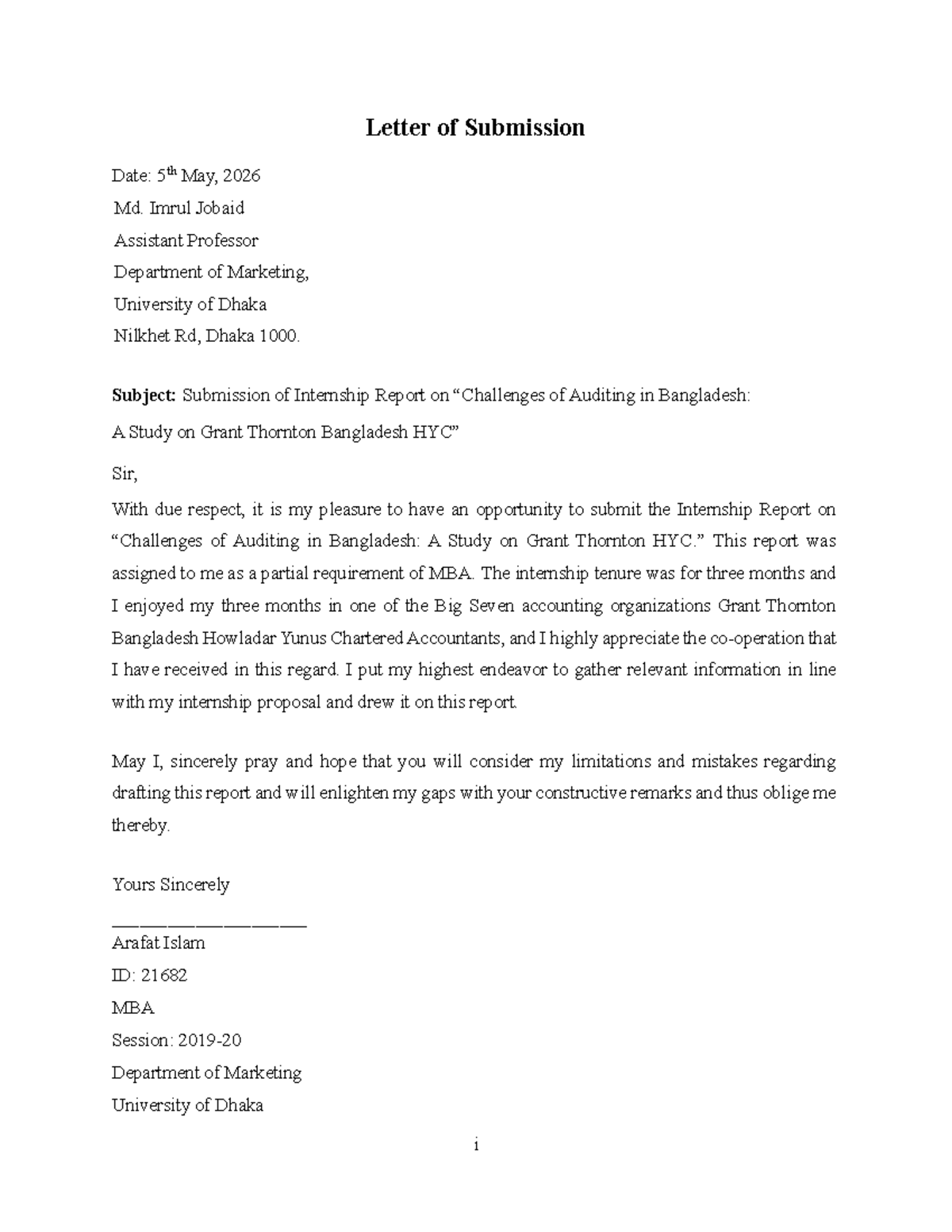 MBA- Internship Report: Auditing in Bangladesh at Grant Thornton - Studocu