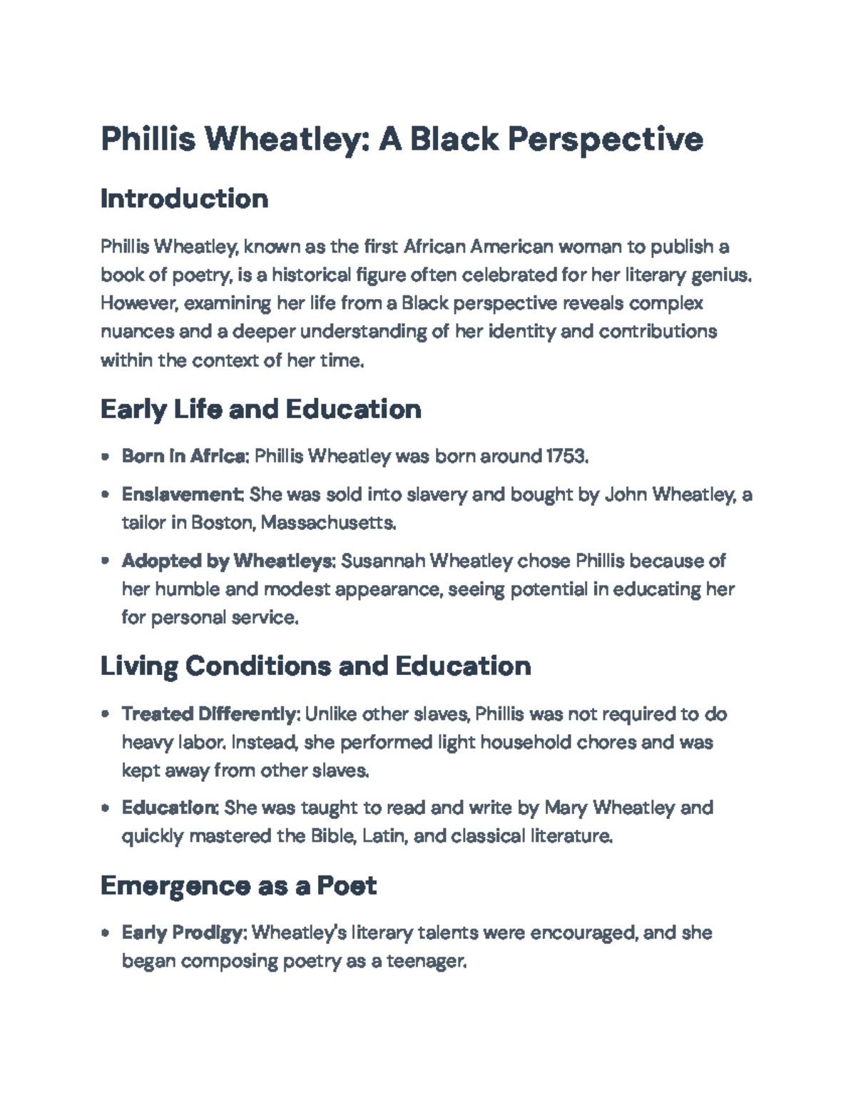 Phillis Wheatley: Analyzing Her Legacy from a Black Perspective ...