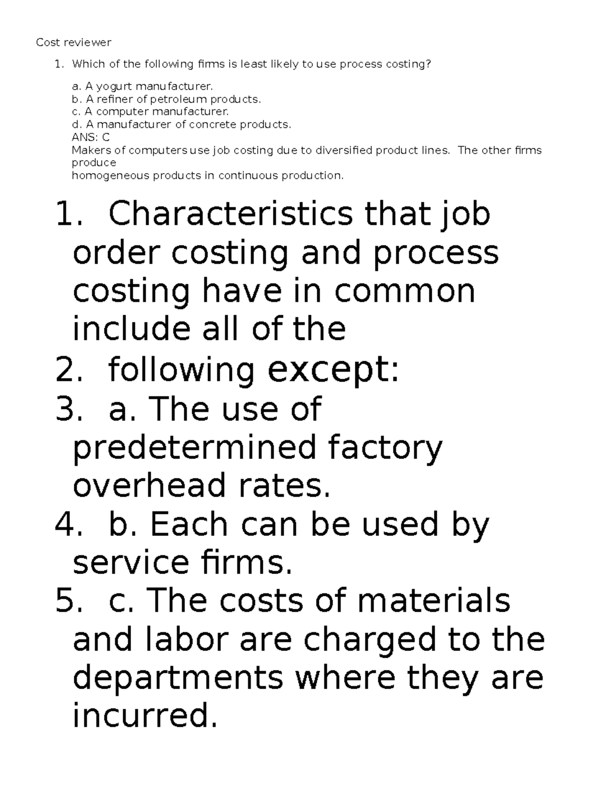 Cost Accounting Review: Process Costing Insights & Concepts - Studocu