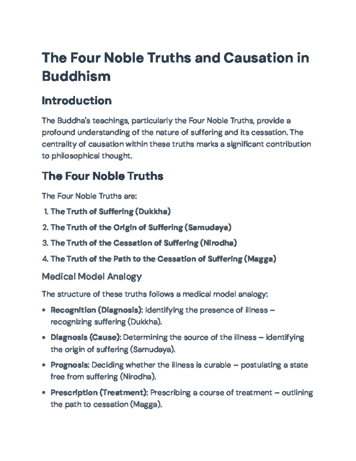 Four Noble Truths and Causation in Buddhism: A Comprehensive Analysis ...
