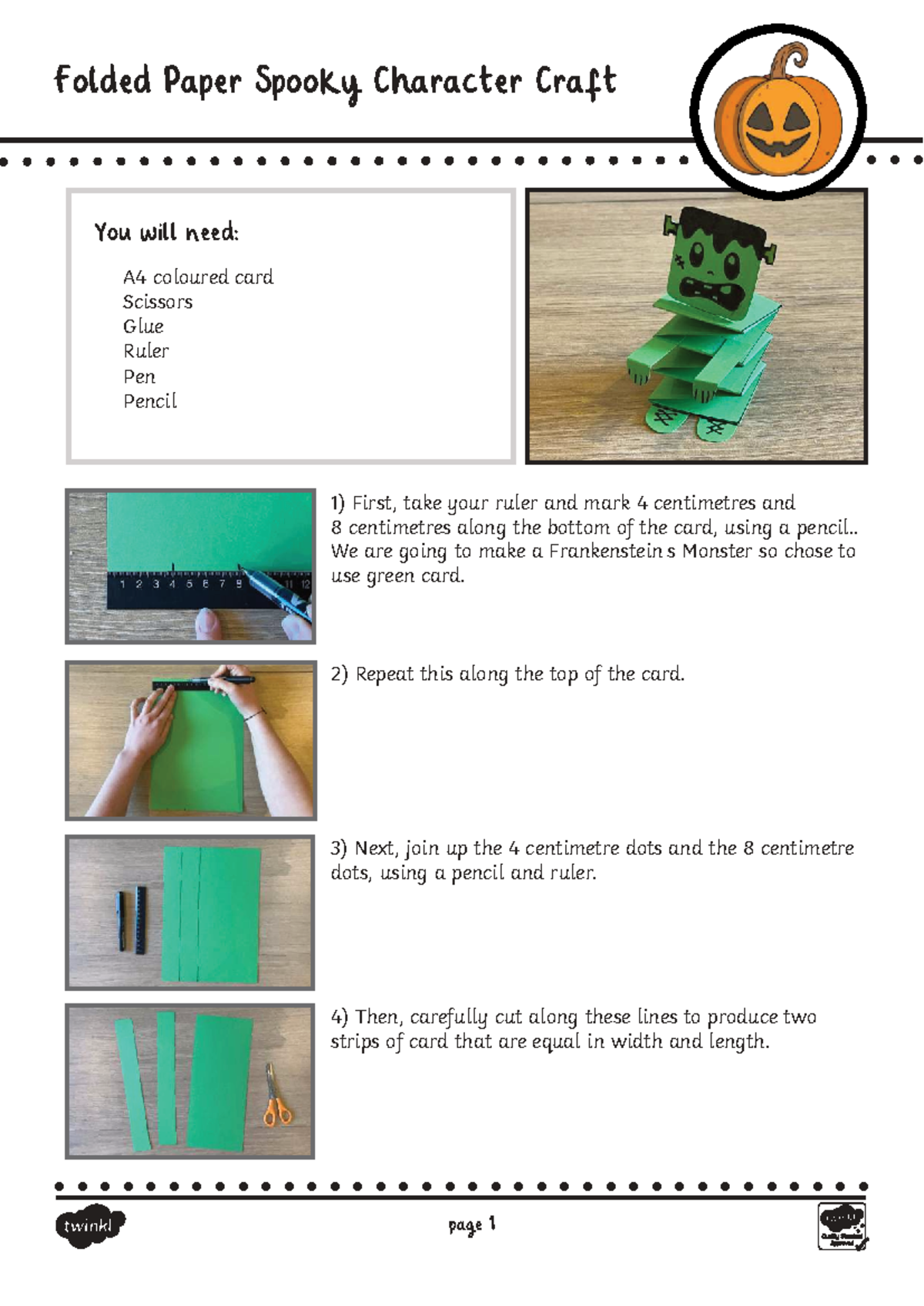 Folded Paper Spooky Character Craft Instructions - Studocu