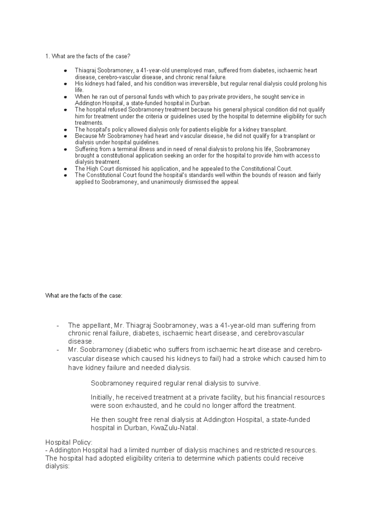 Case Study: Soobramoney v. Addington Hospital (Constitutional Court ...