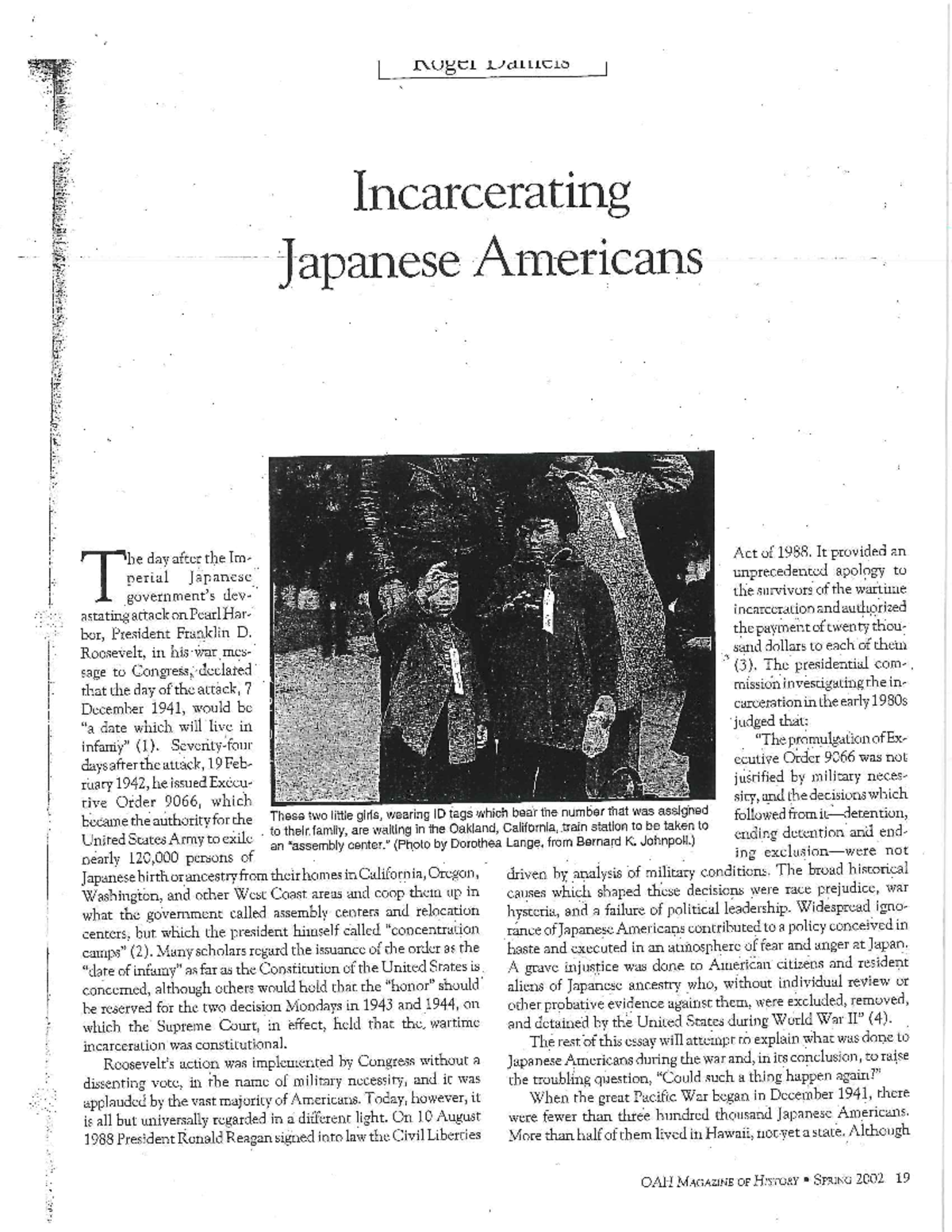 OAH 2023 Final Exam: Overview of Japanese American Incarceration - Studocu