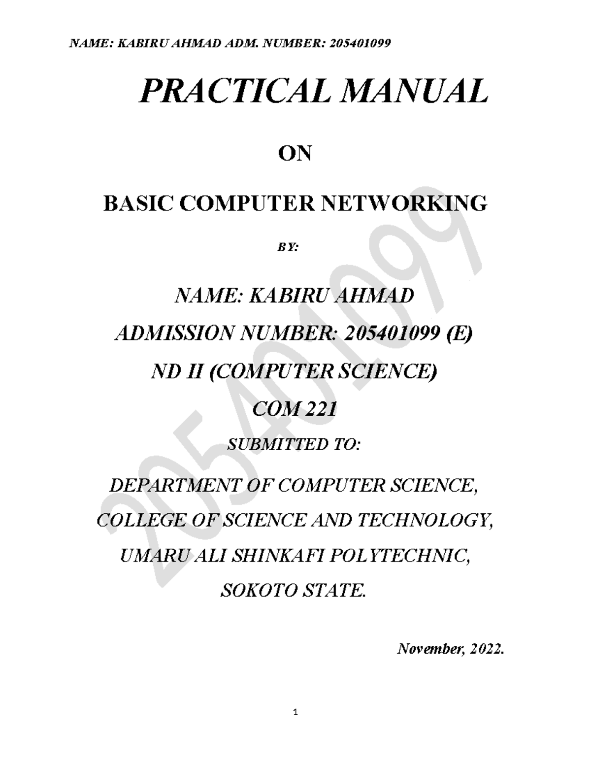 COM 221 - Practical Manual on Basic Computer Networking - Studocu