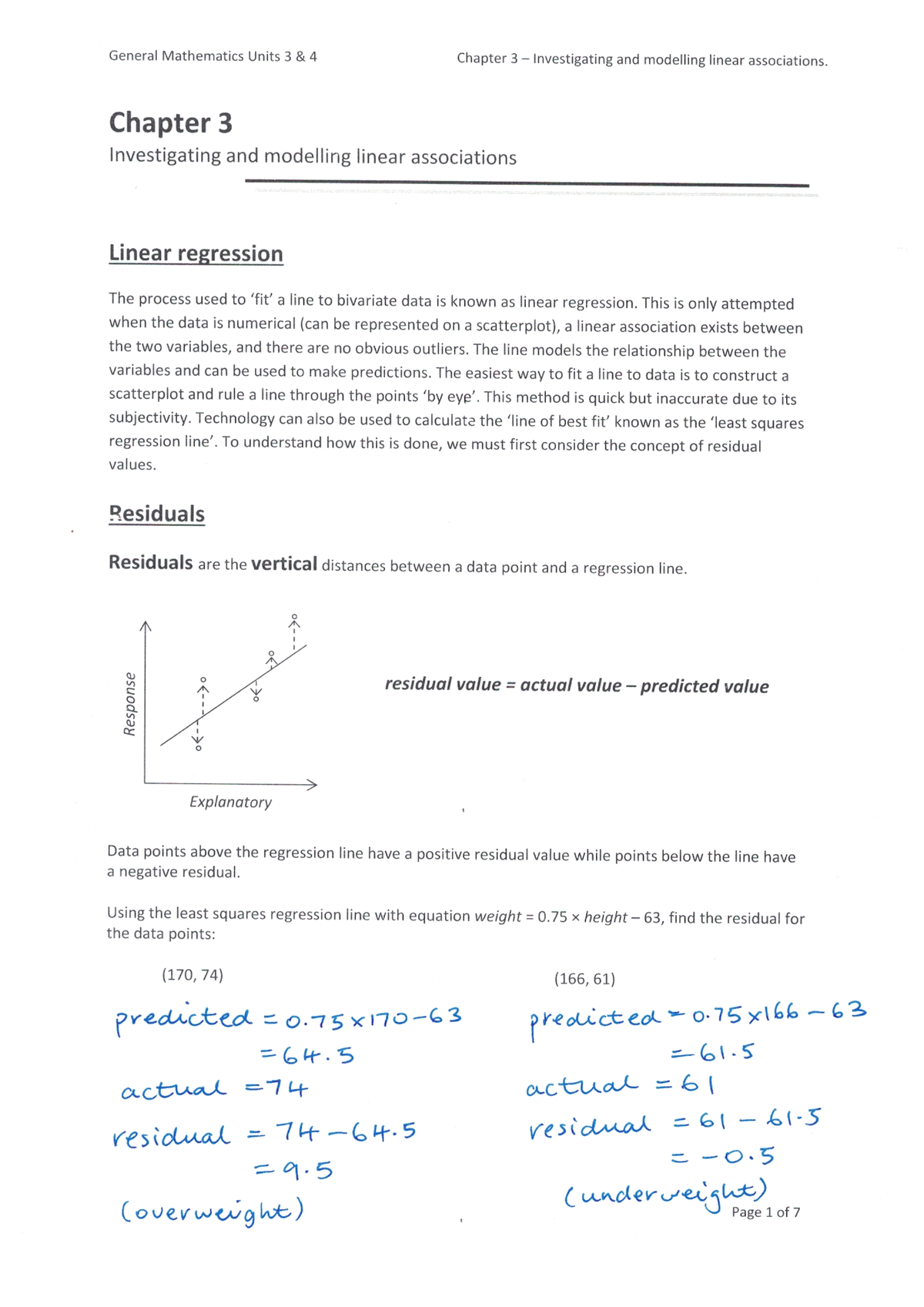 General Mathematics Units 3 4: Chapter 3 Linear Associations Notes ...