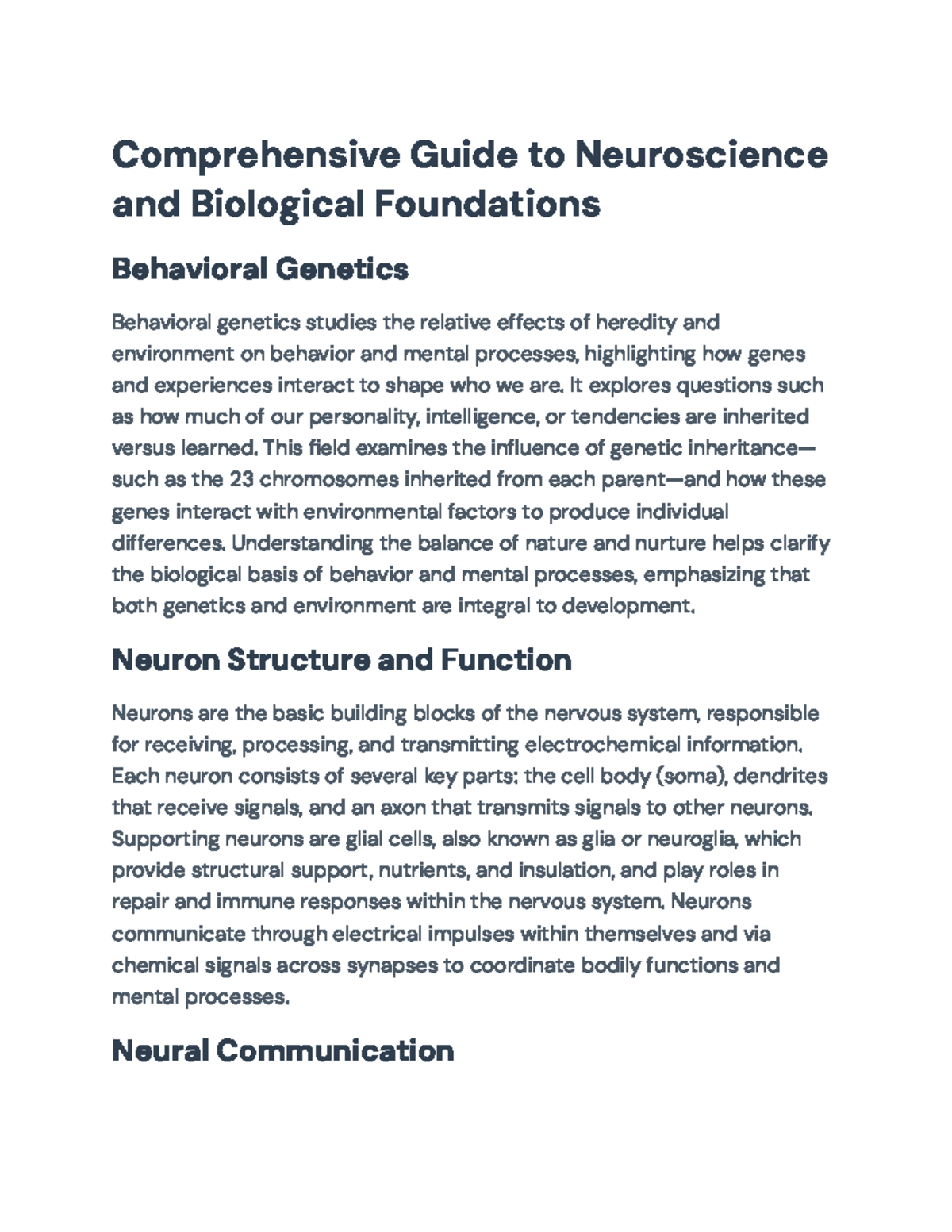 Comprehensive Guide to Neuroscience and Biological Foundations ...