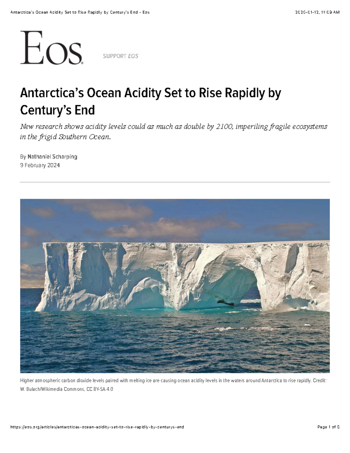 Antarctica's Ocean Acidity Set to Rise Rapidly by 2100 - Eos - Studocu