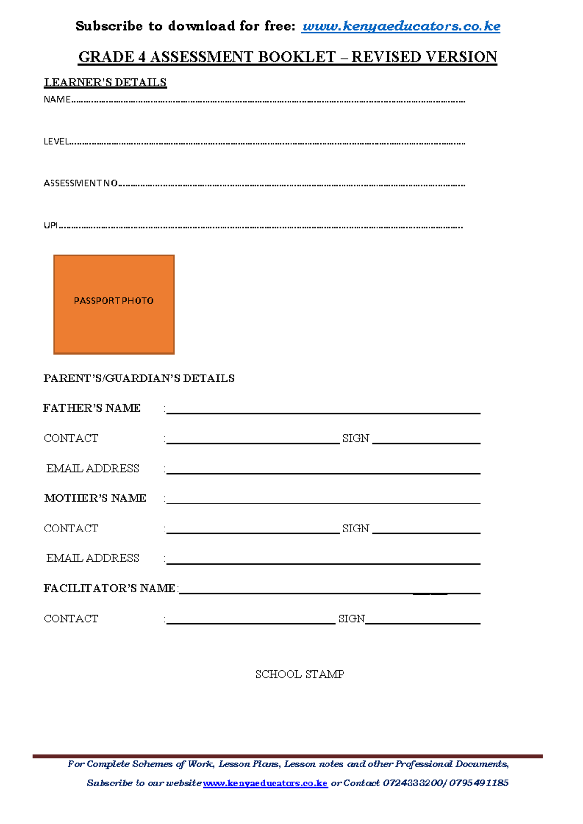GRADE 4 ASSESSMENT REPORT BOOK: TERM ONE ACTIVITIES - Studocu
