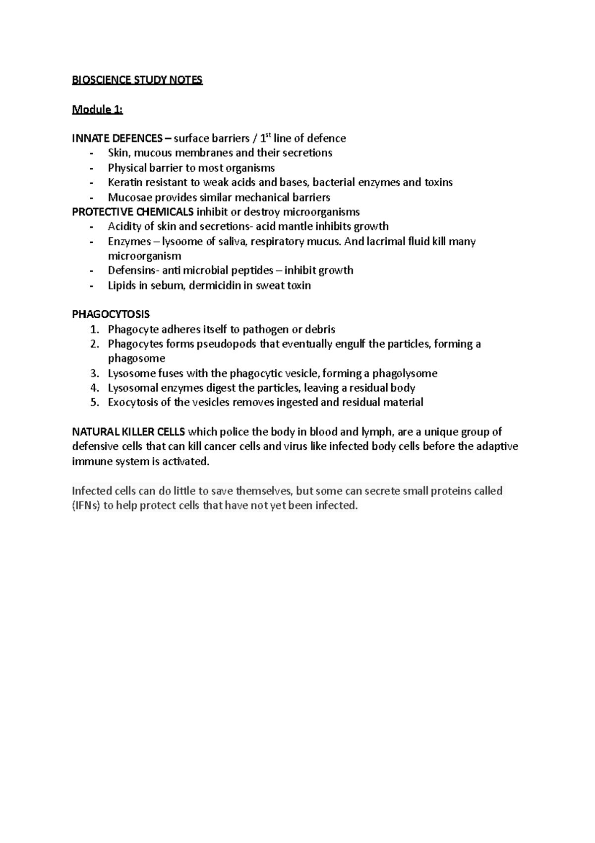 Bioscience 2 Study Notes - 401006 - UWS - Studocu