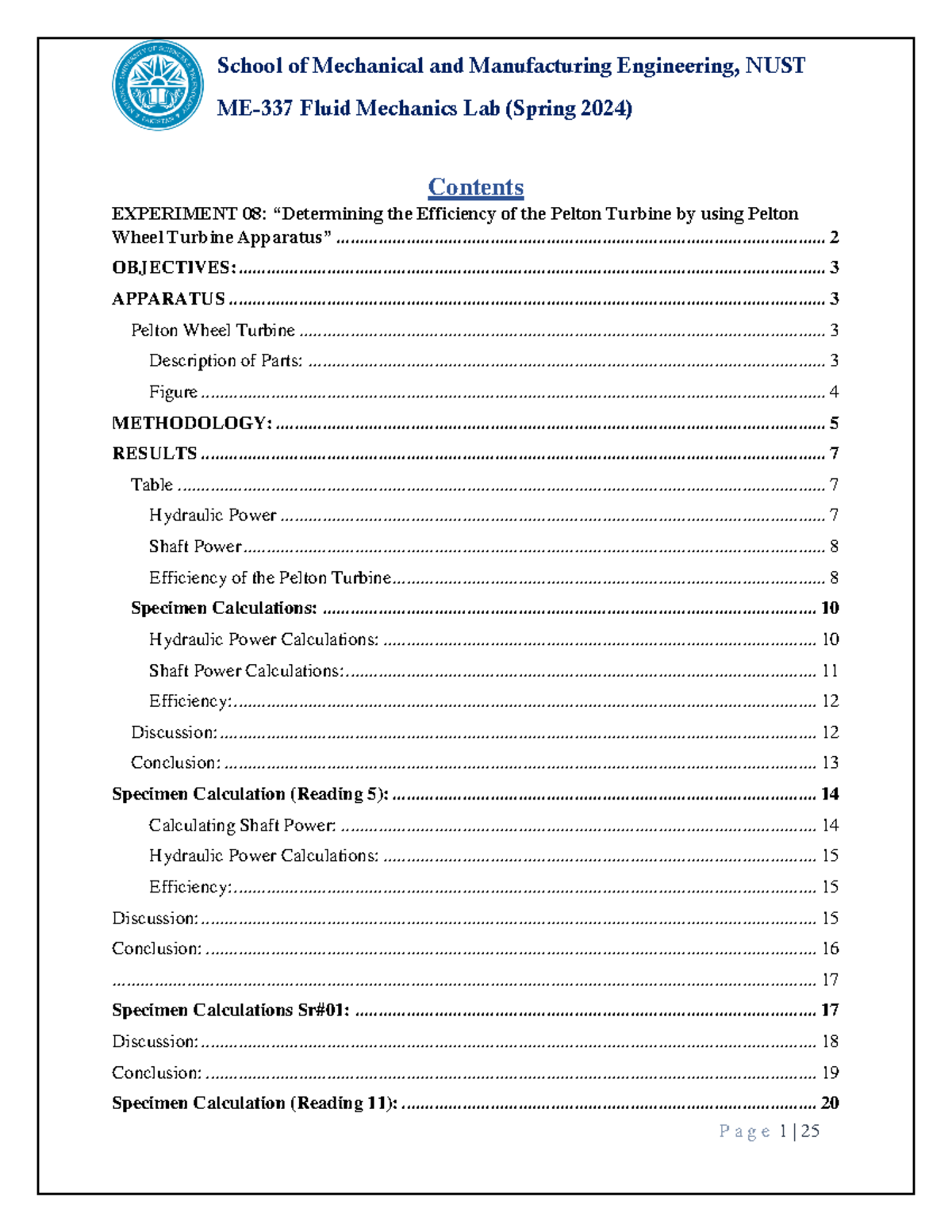ME-337 Final Exam: Pelton Wheel Turbine Efficiency Experiment Analysis ...