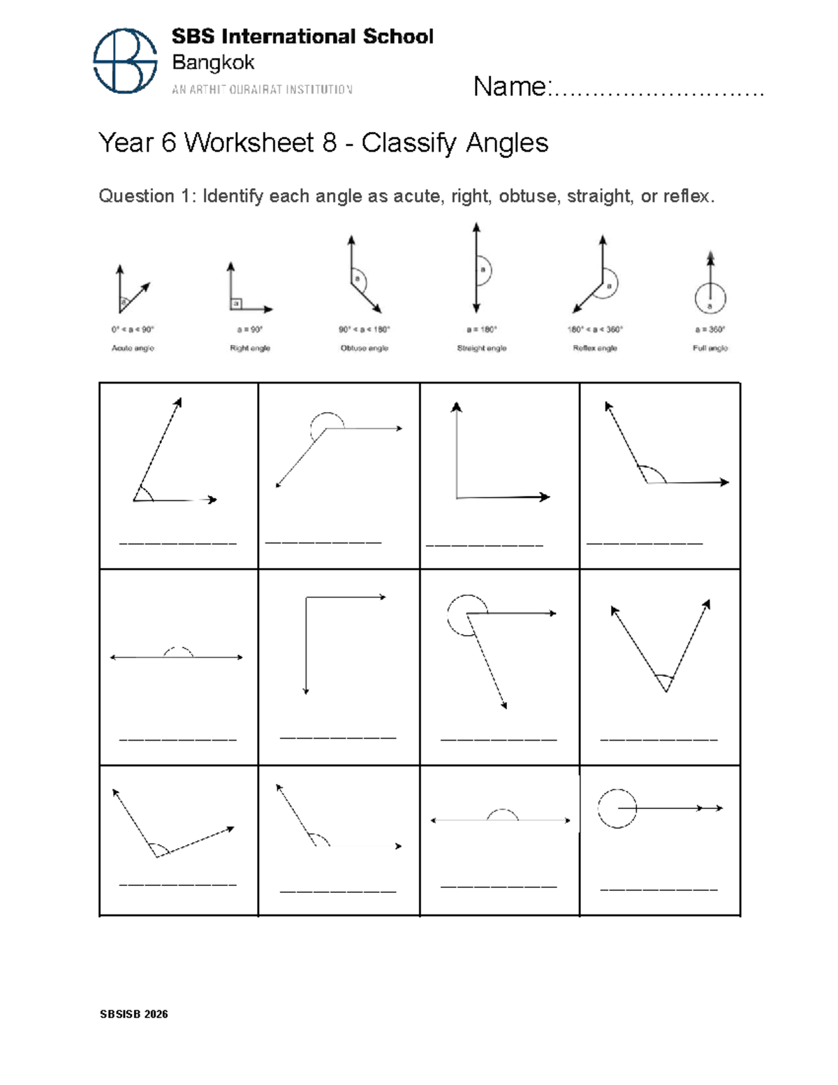 Year 6 Worksheet 8: Classifying Angles and Triangles - SBSISB 2026 ...
