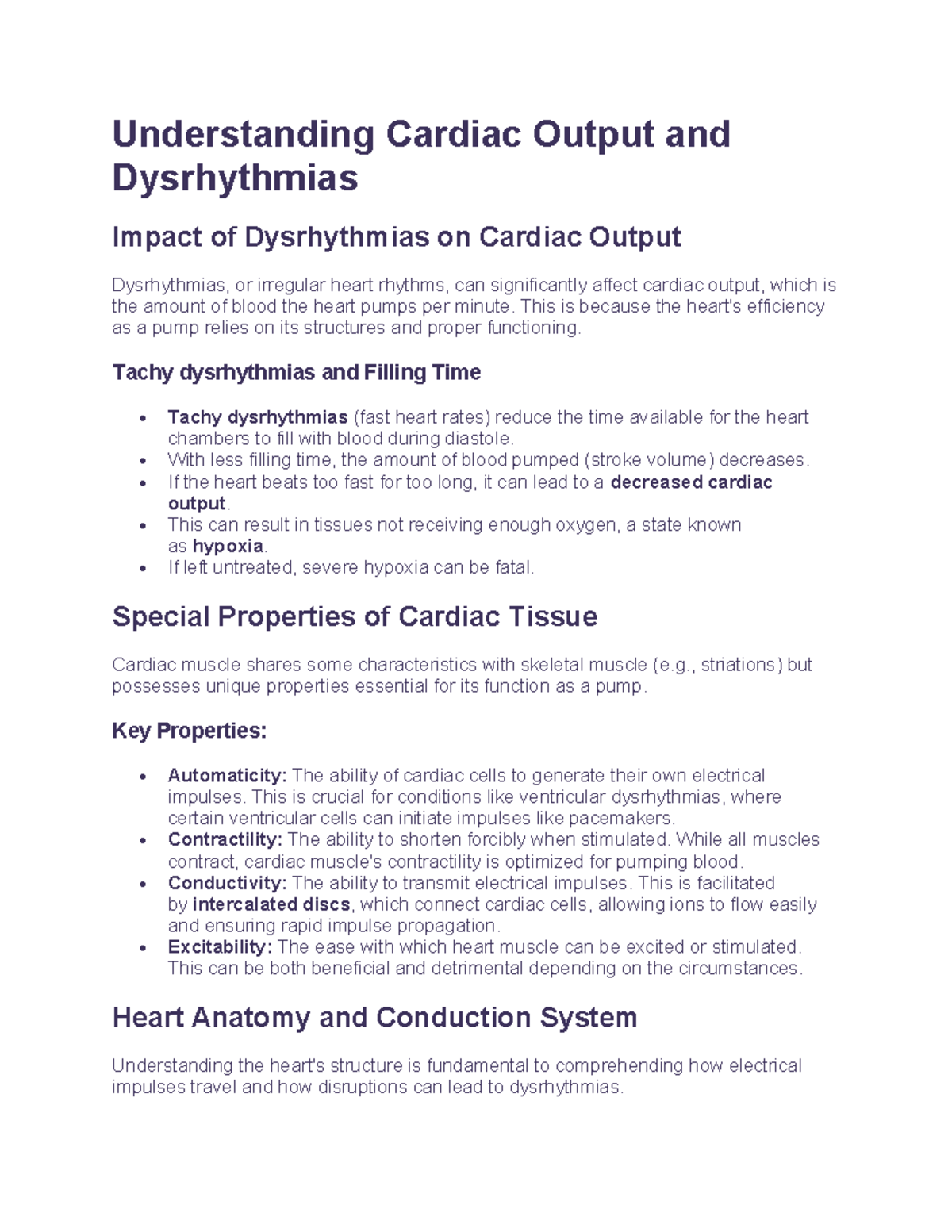Understanding Cardiac Output & Dysrhythmias: Impact on Heart Function ...