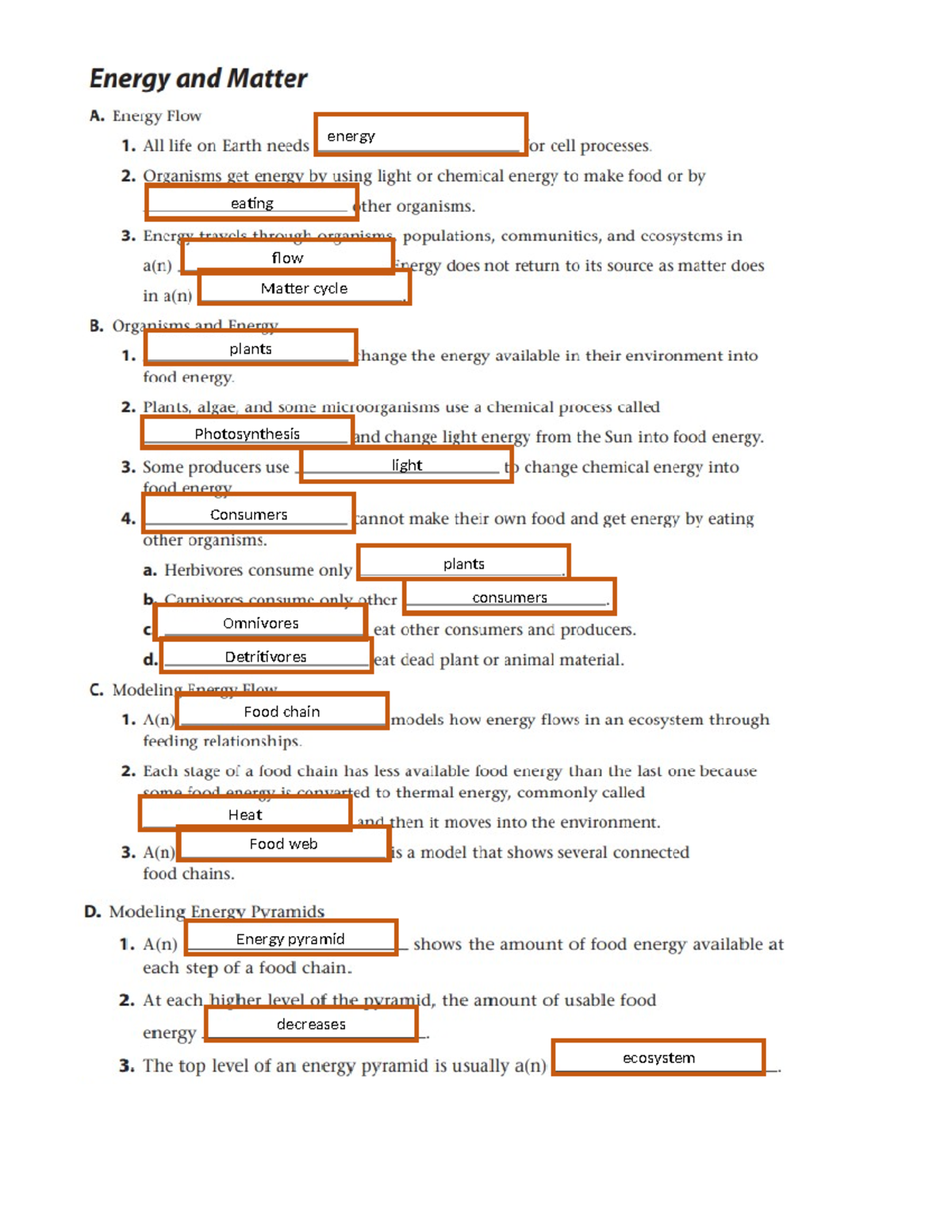 Energy and Matter Notes Fixed-1 - PSYC 1010 - energy eating flow Matter ...