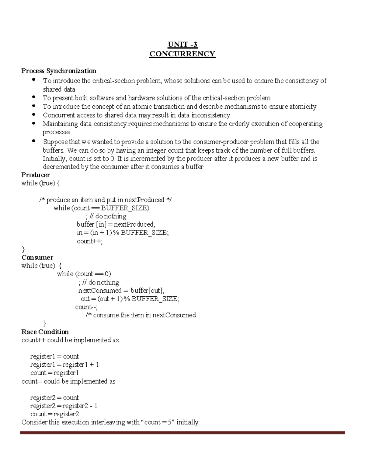 Unit 3: Process synchronization and concurrency management in OS - Studocu