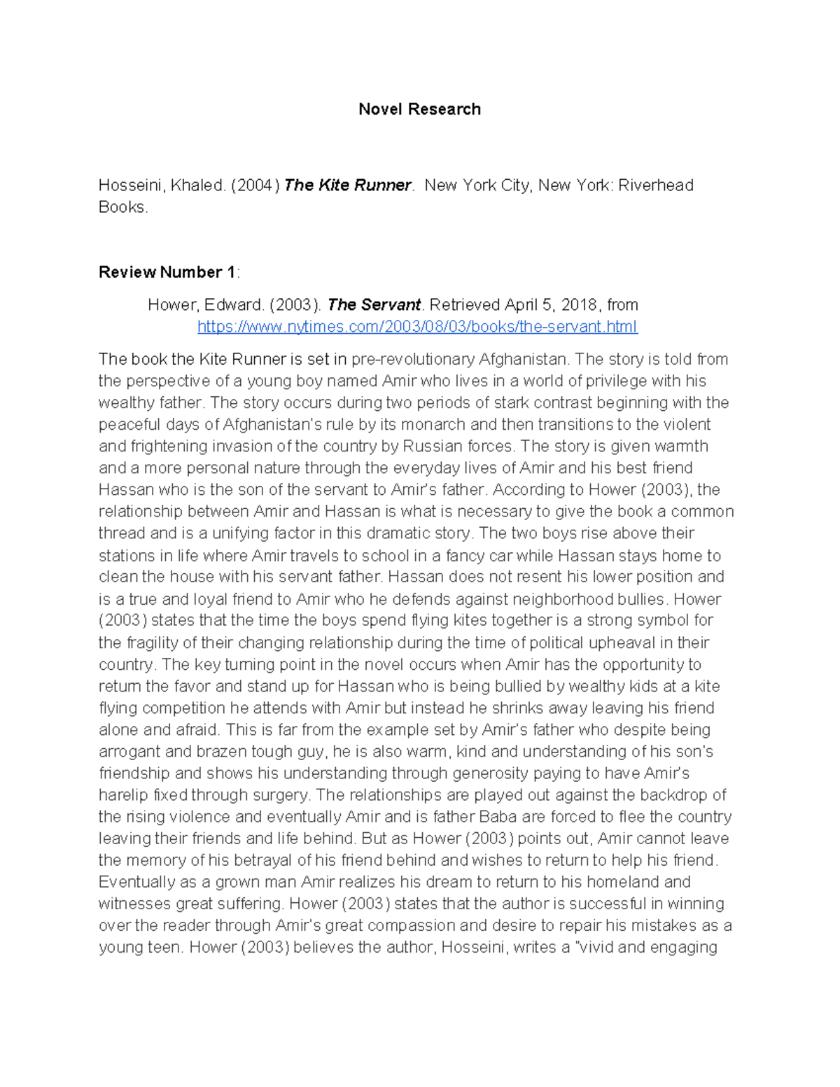 A2 Novel Research Review: 'The Kite Runner' and '1984' Analyses - Studocu