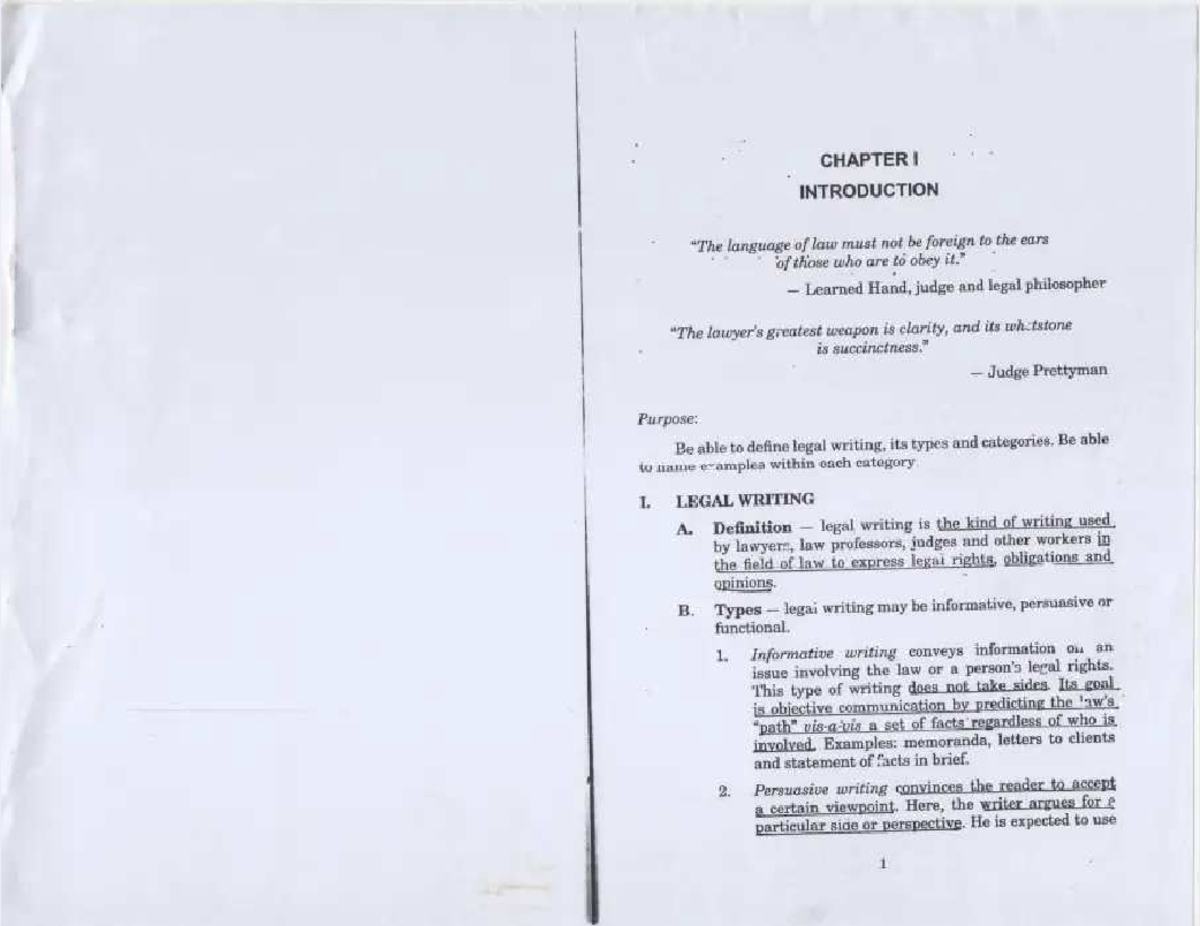 Legal Writing Overview: Types and Categories (LAW 101) - Studocu