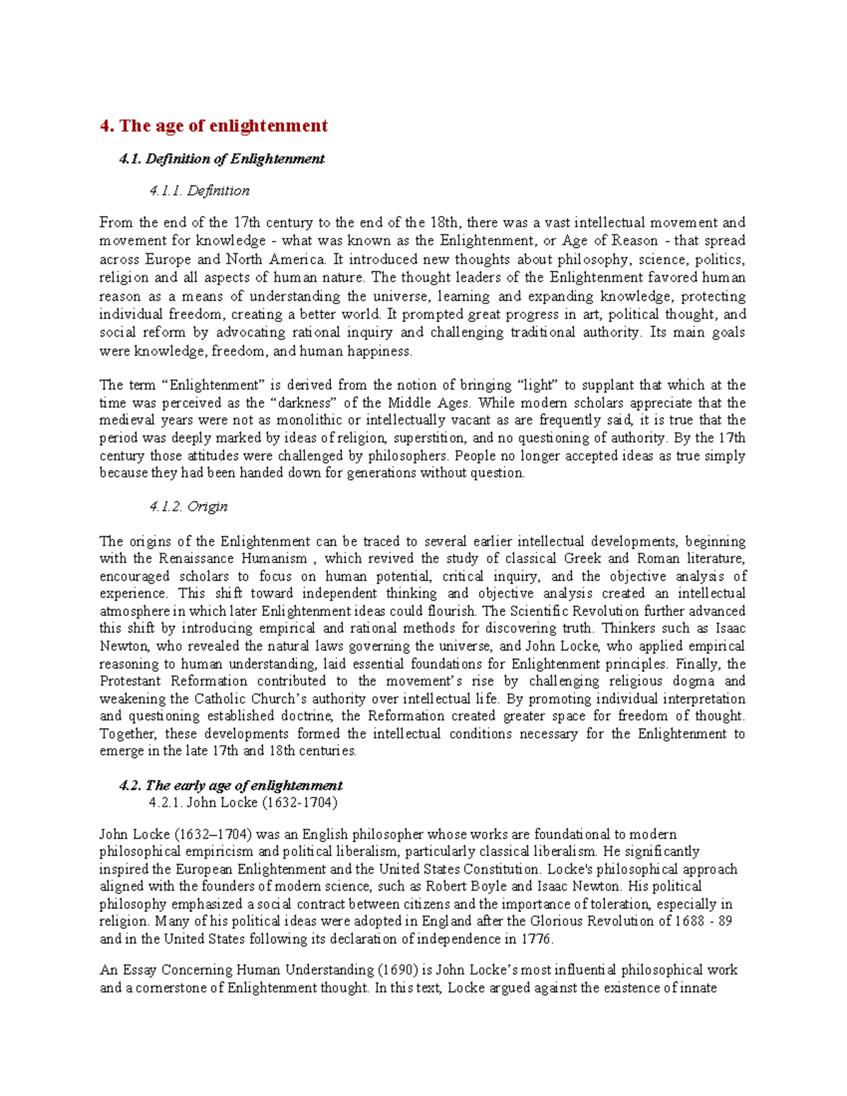 Enlightenment: Key Philosophers and Ideas (Course Code: 4) - Studocu