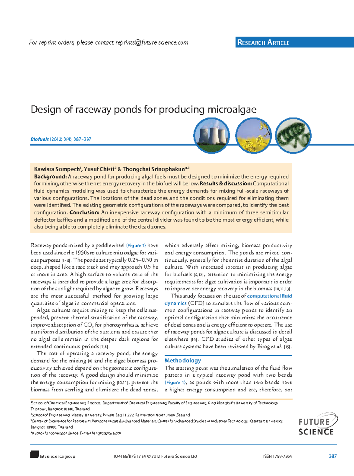 Design of Raceway Ponds for Microalgae Biofuels: A CFD Study ...