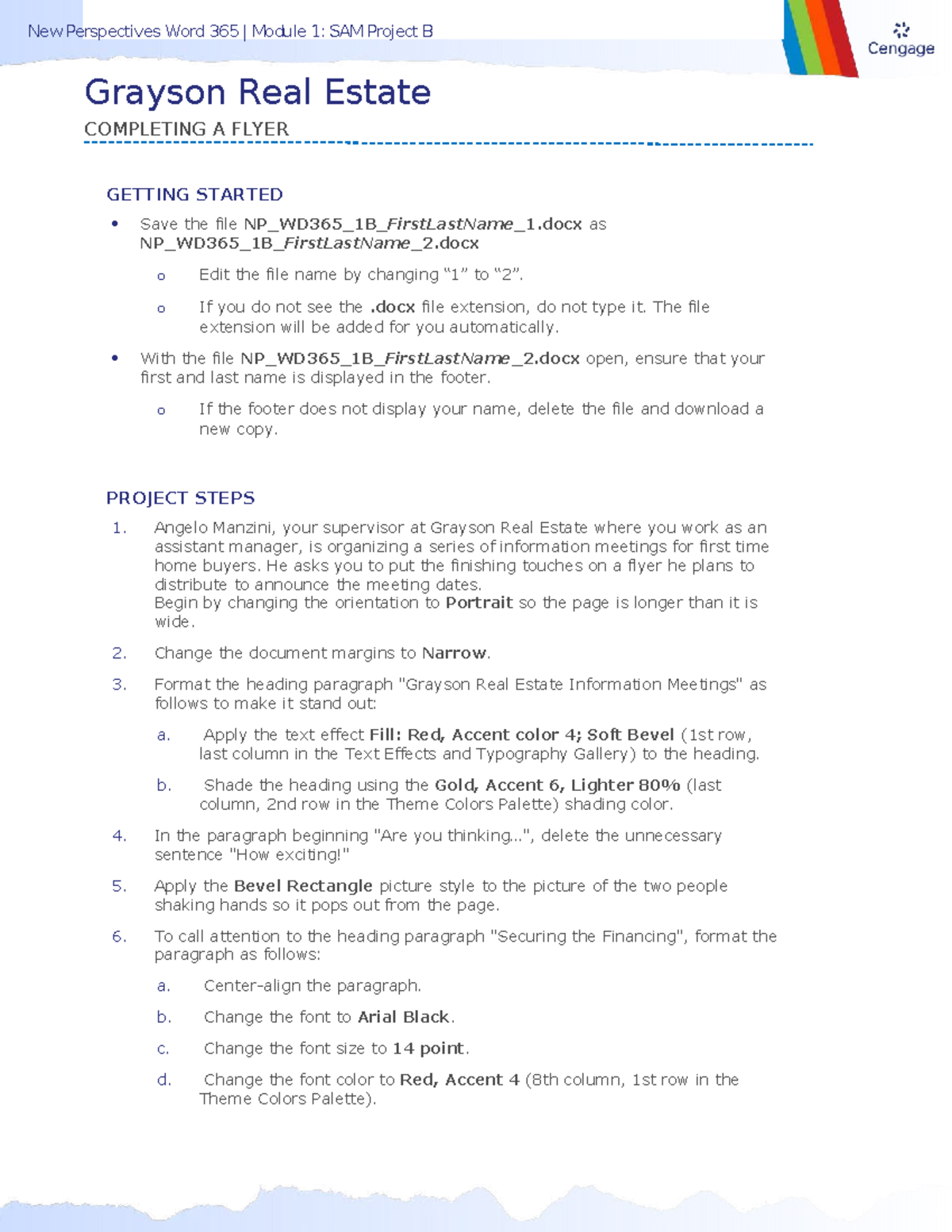 New Perspectives Word 365 Module 1: SAM Project B Flyer Instructions ...