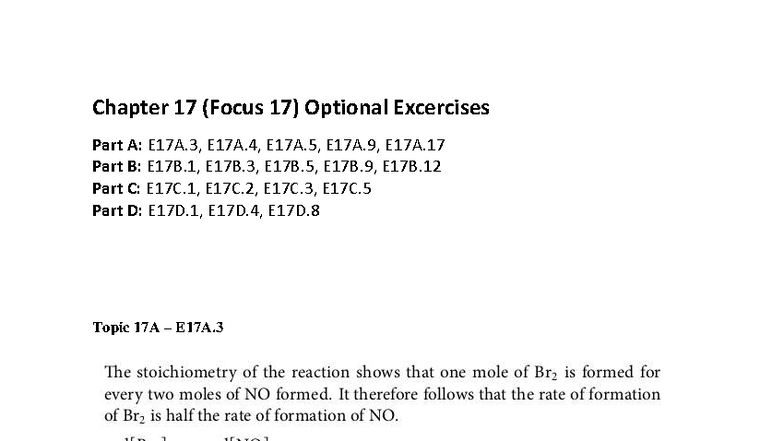 2025-Chapter 17-Exercises optional - Chem 242.3 - Chapter 17 (Focus 17 ...