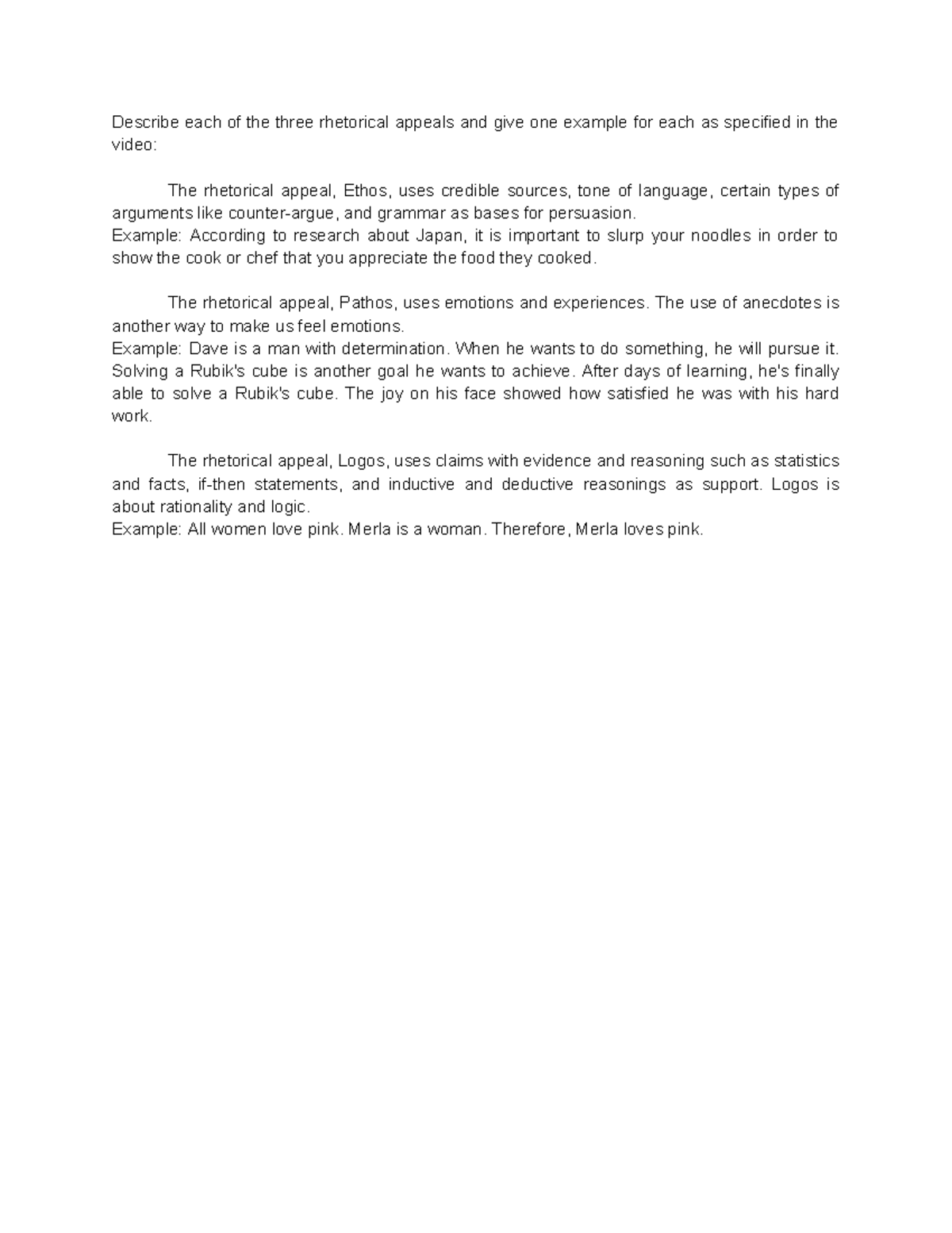 Rhetorical Appeals - Describe each of the three rhetorical appeals and ...