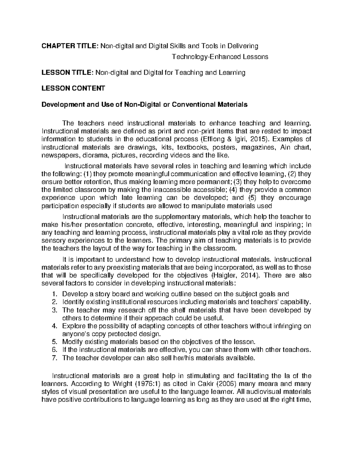 Non-digital and Digital for Teaching and Learning 023941 - CHAPTER ...