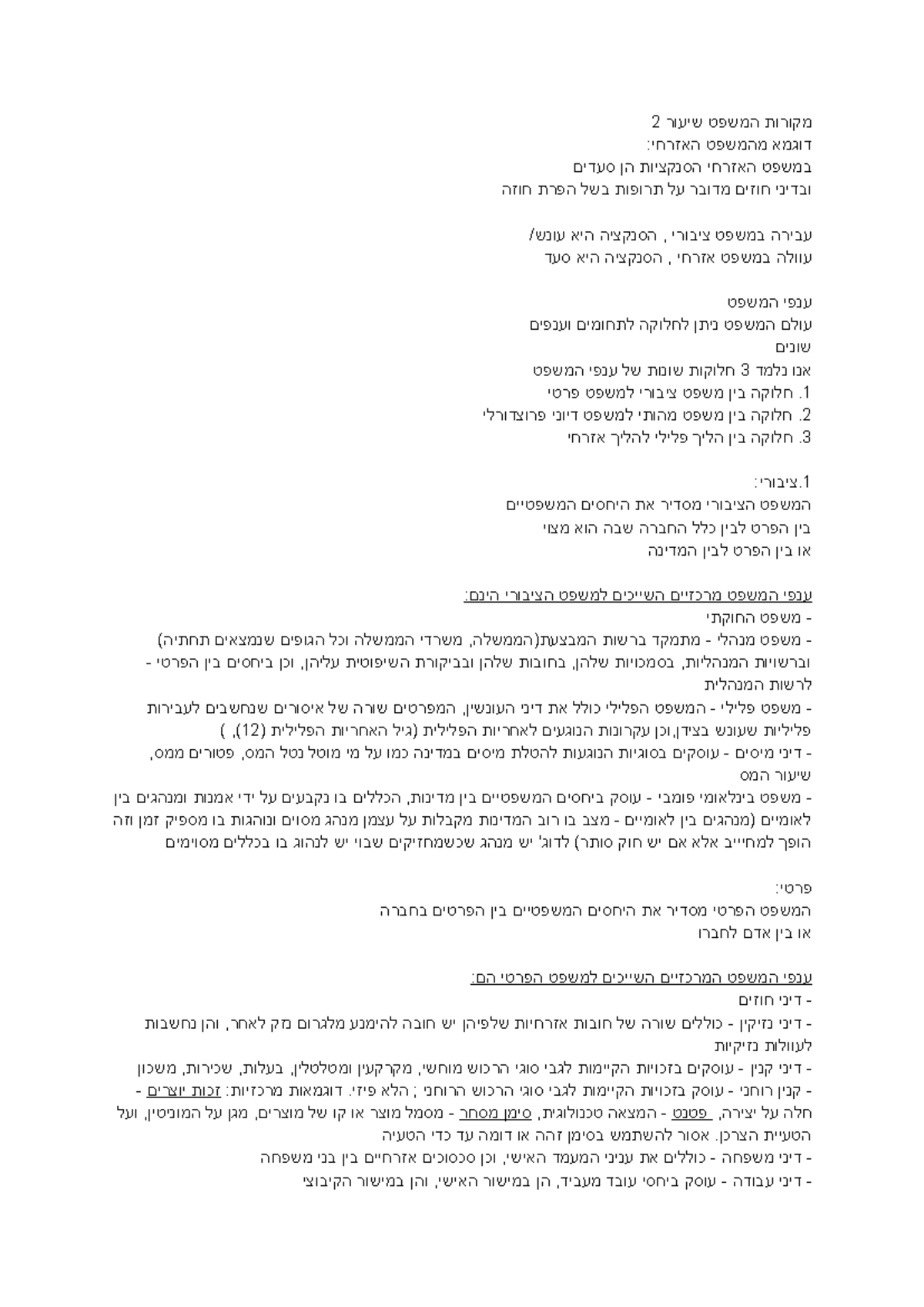 מקורות המשפט וענפיו - סיכום שיעורים מתעדכן - Studocu