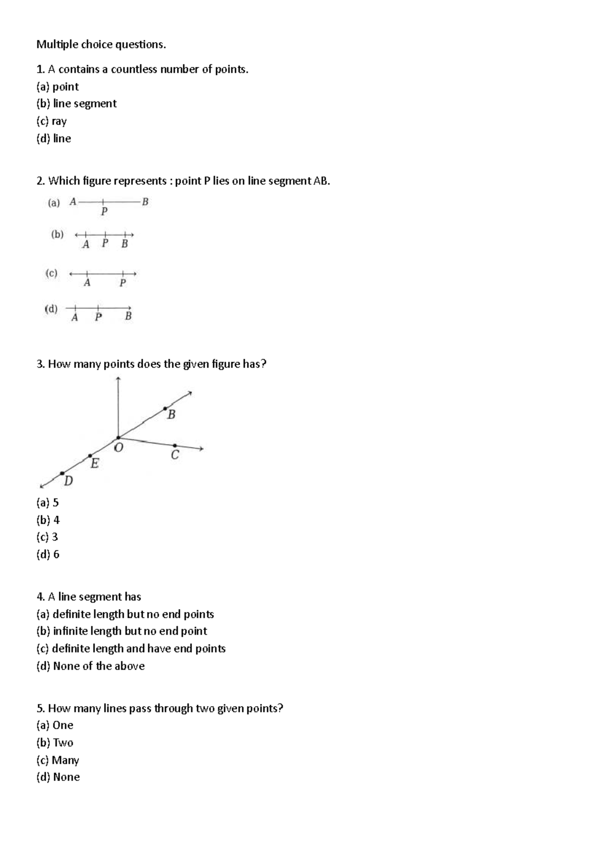 Maths Worksheet: MCQs & Patterns - Class 6 (PT 1) - Studocu