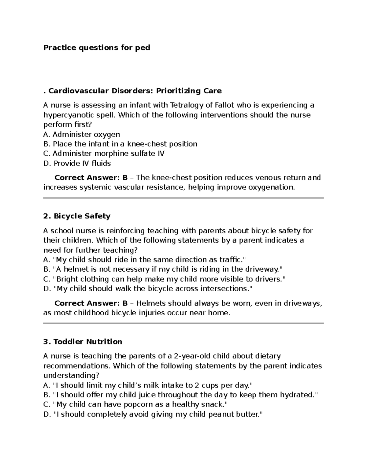Practice questions peds proctor - Practice questions for ped ...