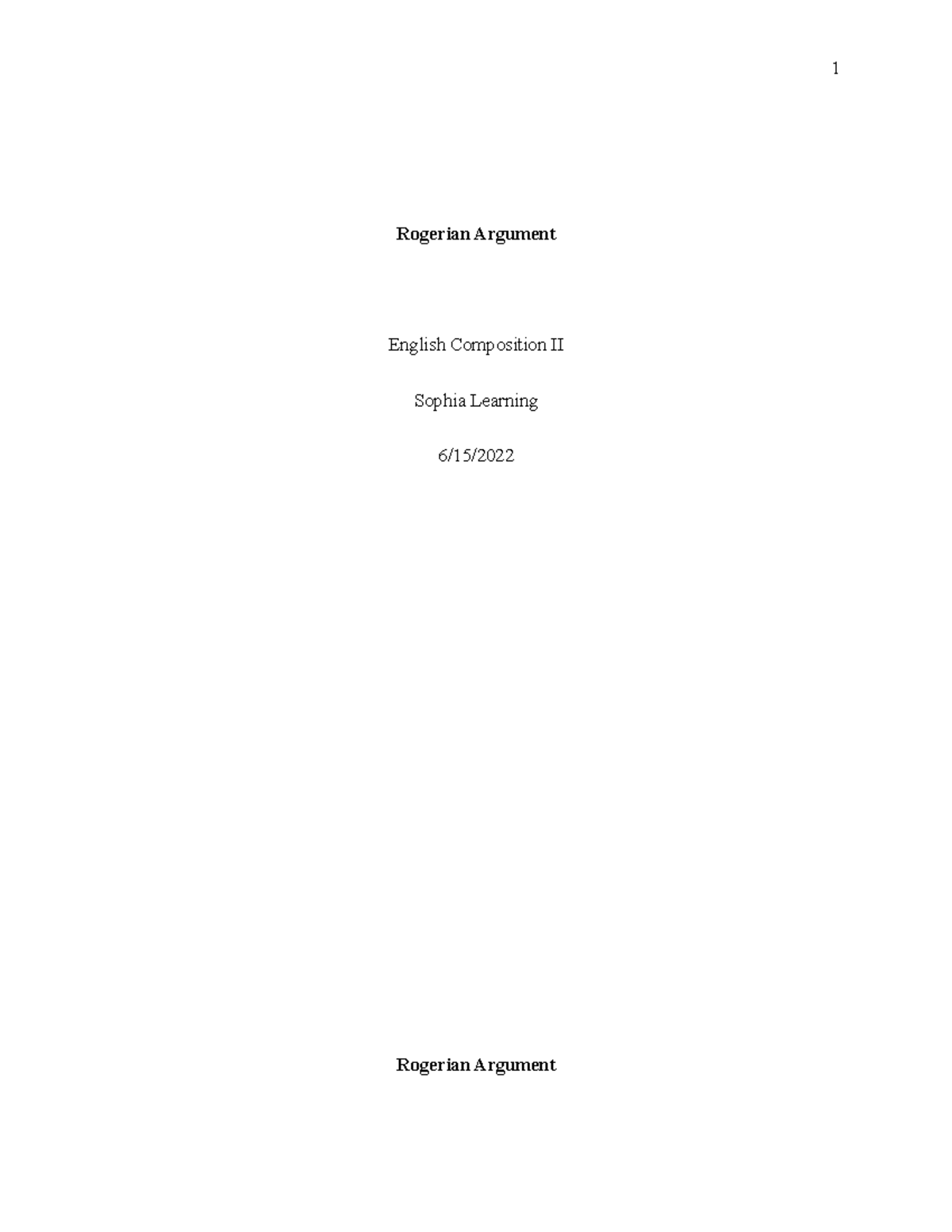 Rogerian Argument Essay - ENG 102 from Sophia Learning - Studocu