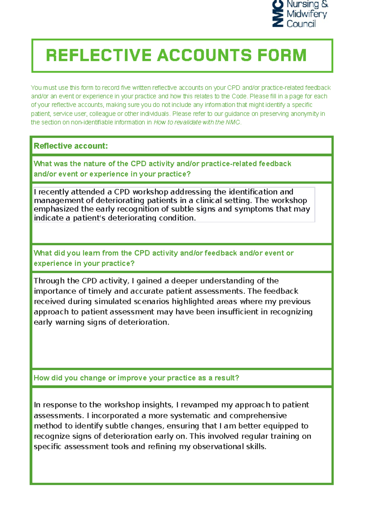 Reflective Account 1: Enhancing Patient Assessment After CPD Workshop ...