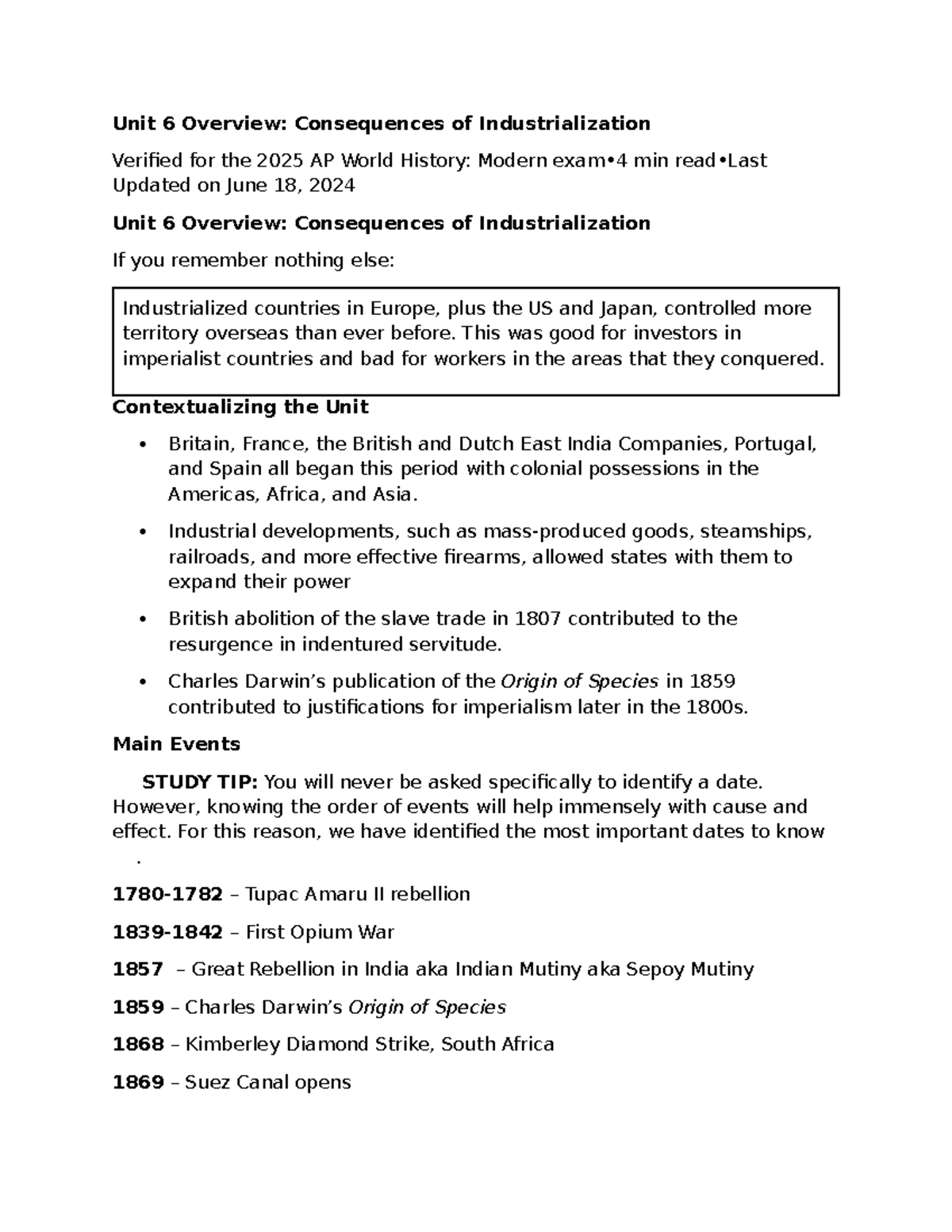 AP World History Unit 6: Consequences of Industrialization Study Notes ...
