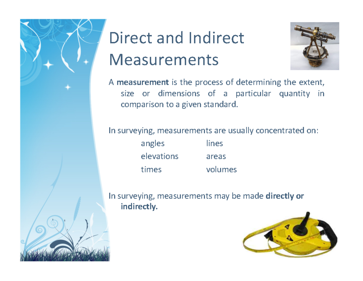 Accuracy of Measurements: Direct, Indirect, Errors, and Units - Studocu