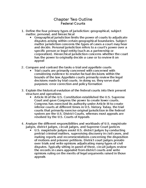 Chapter 3 Outline - Chapter Three Outline State Courts Outline the four ...
