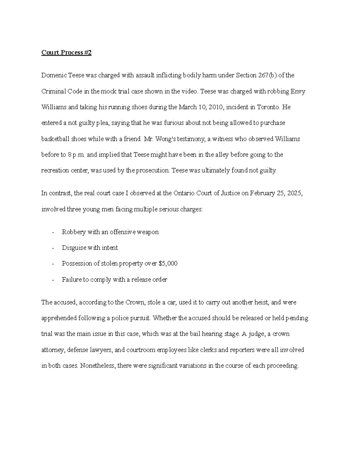 Court Process #2: Mock Trial vs Real Court Case Analysis - Studocu