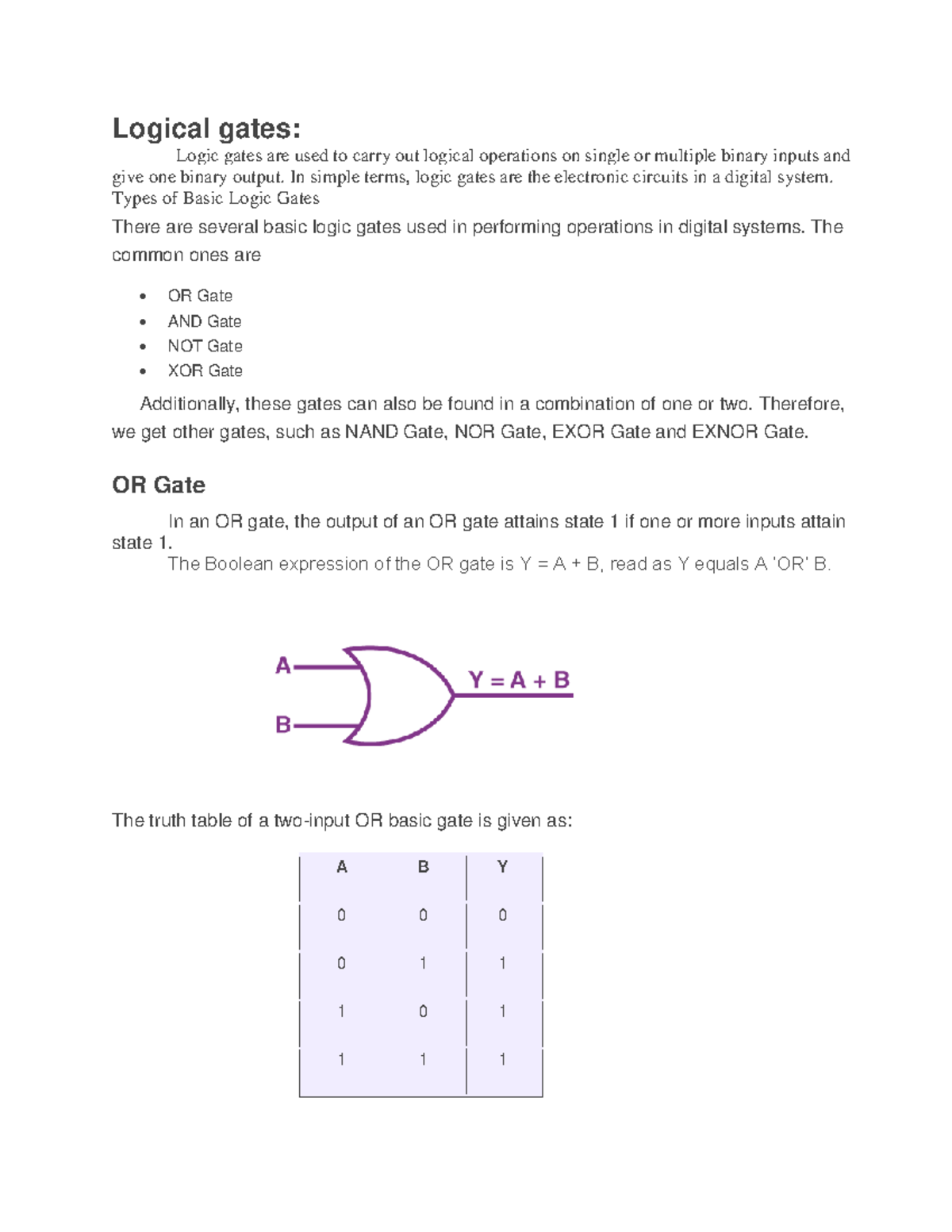 CS101: Logic Gates Overview and Operations for Students - Studocu