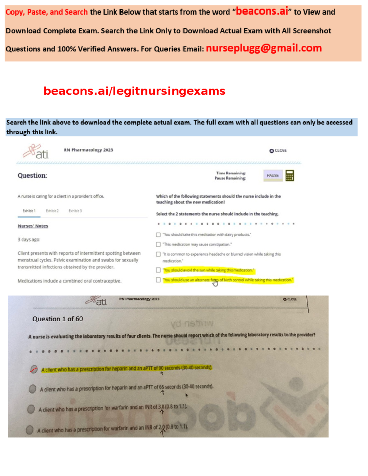 ATI RN & PN Pharmacology Proctored Exams: Key Questions & Answers - Studocu