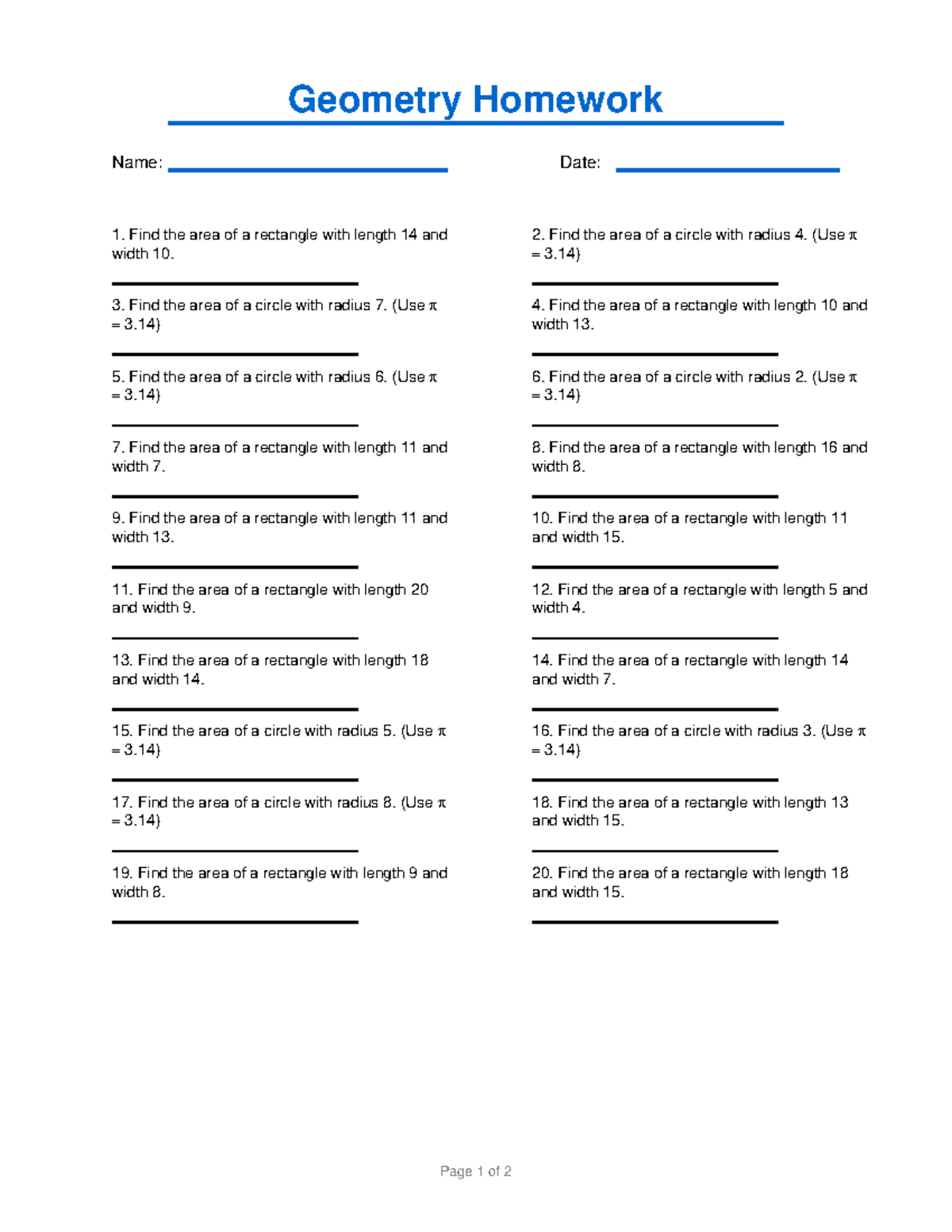 Geometry Homework (Course Code: MATH101) - Area Calculations - Studocu