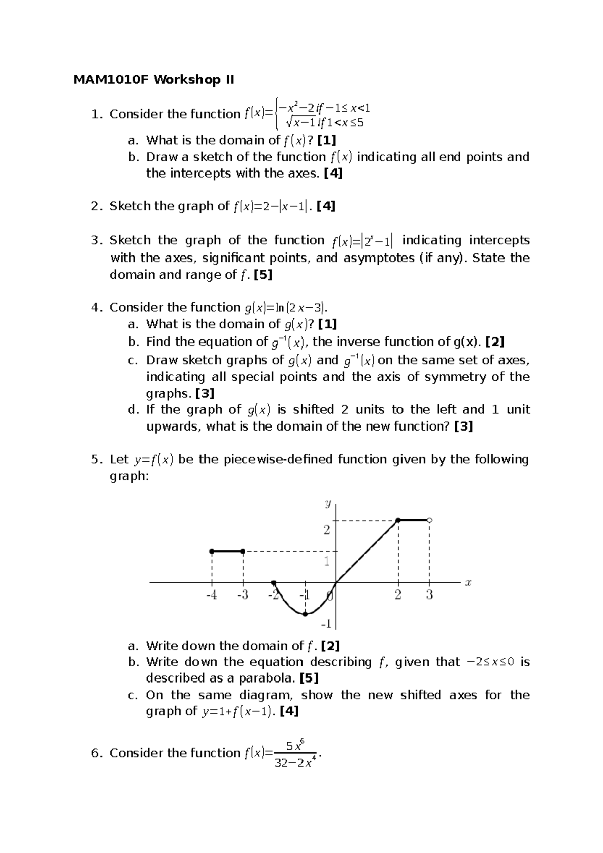 MAM1010F Workshop II - practice - MAM1010F Workshop II Consider the ...
