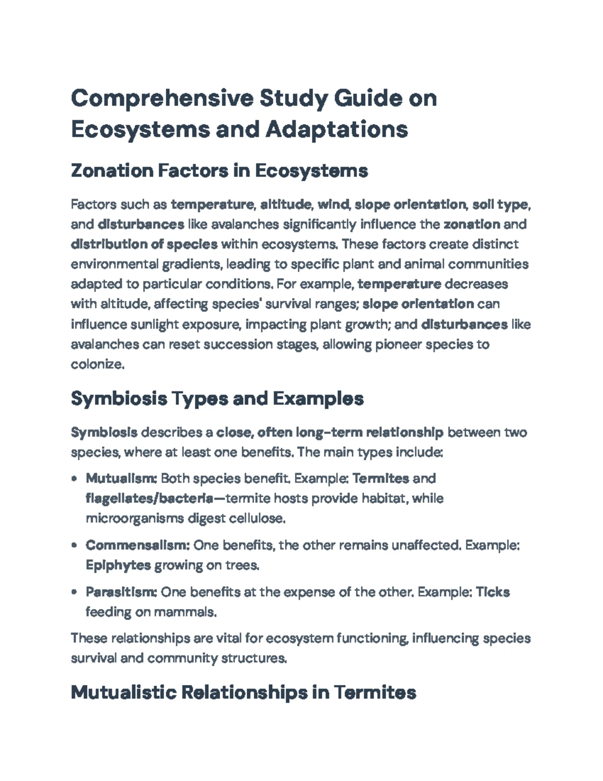 Comprehensive Study Guide on Mountain Zonation & Ecosystems (BIO 101 ...