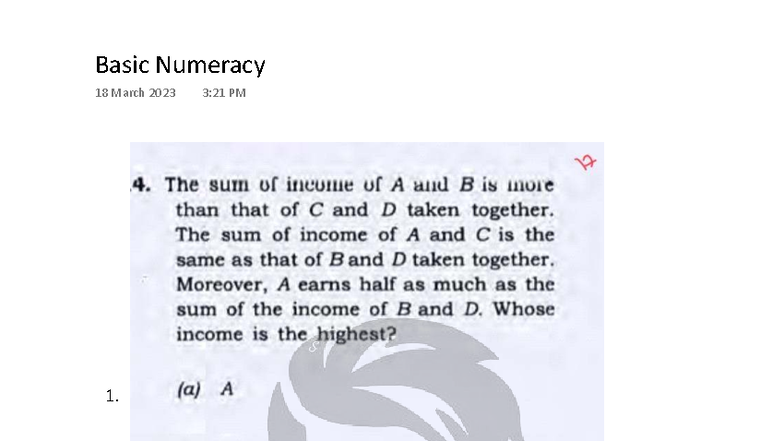 Basic Numeracy Study Guide for CSAT Exam - Studocu