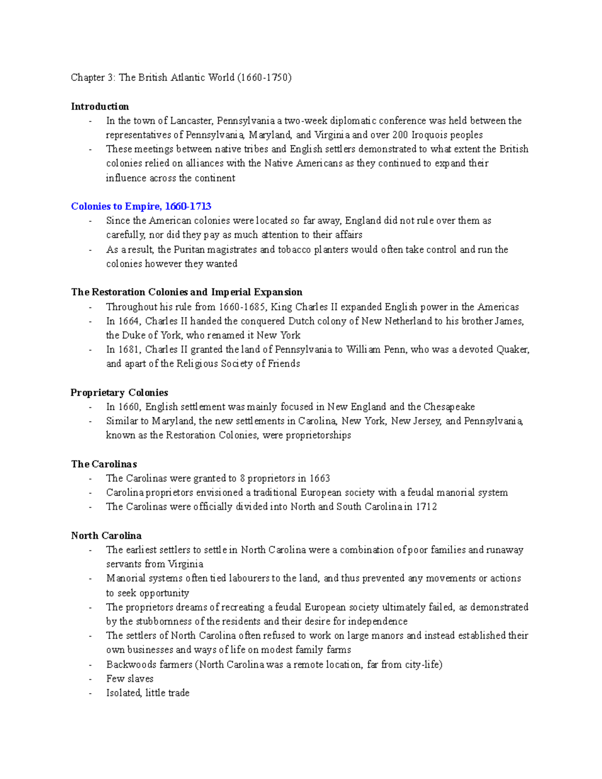 The British Atlantic World (1660-1750): Detailed Outline & Key Events ...