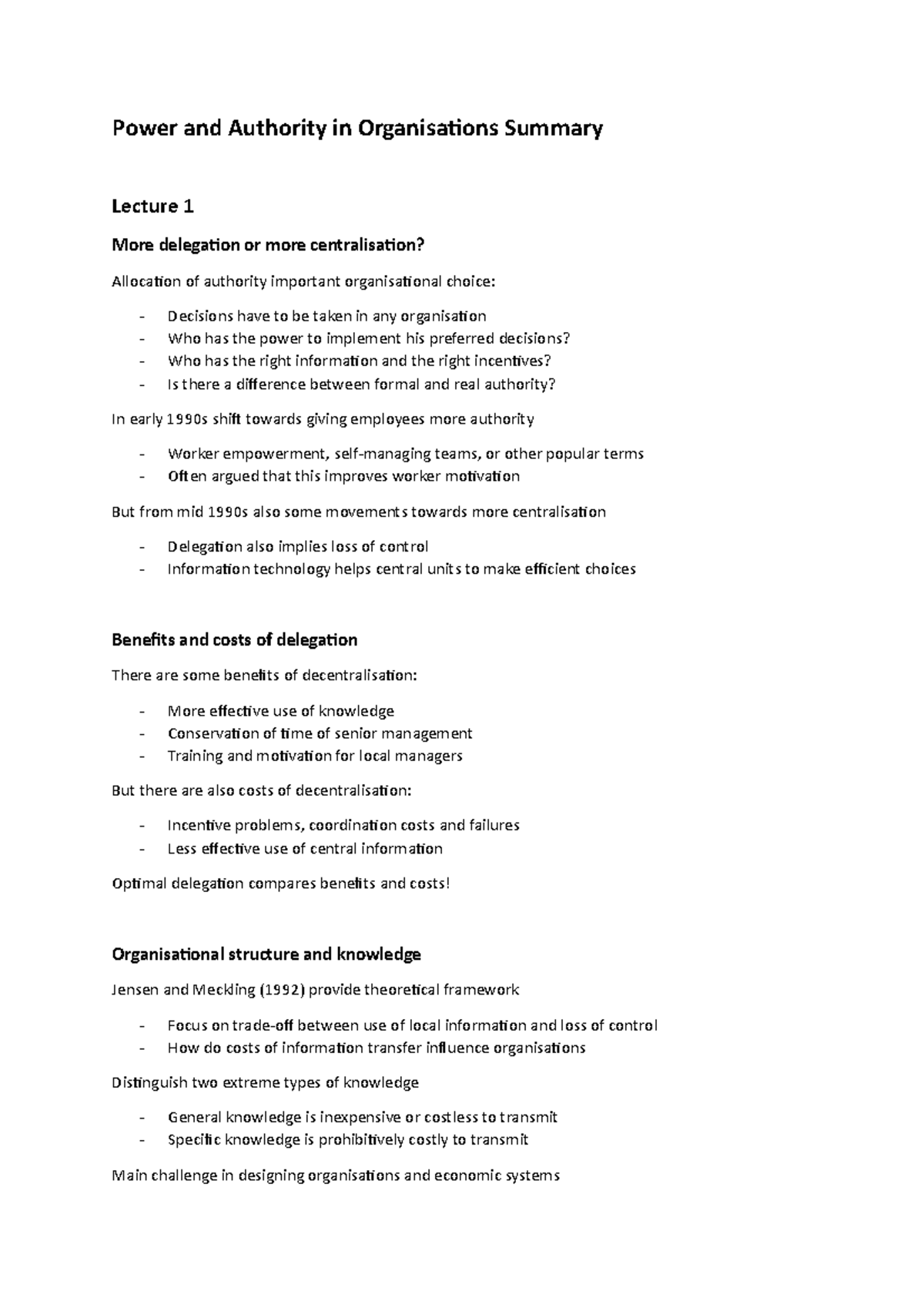 PAO Lecture Summary: Power & Authority (Lectures 1-6) Insights ...