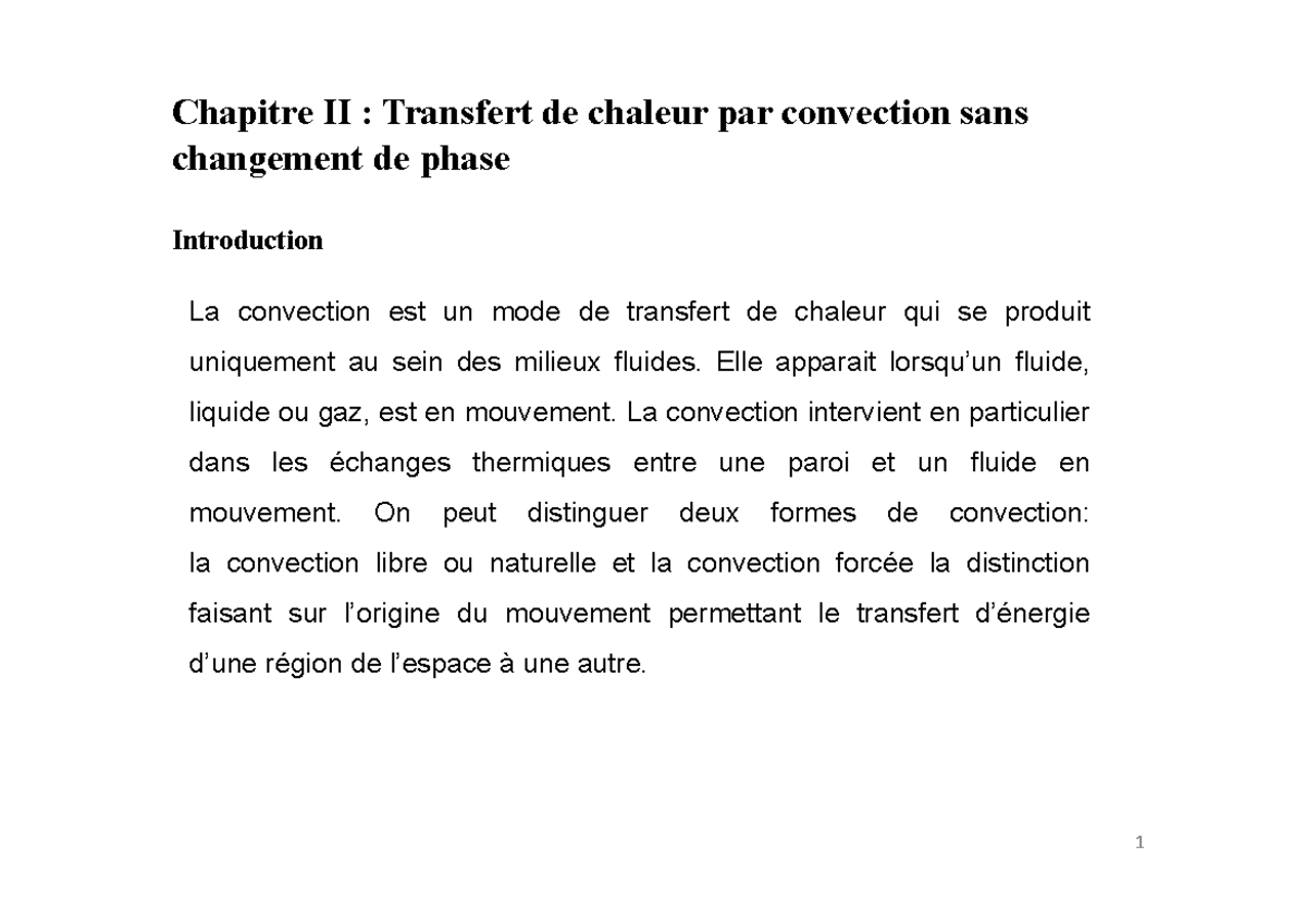Chapitre 2 et 3 Convection et échangeurs de chaleur - La convection est un mode de transfert de ...