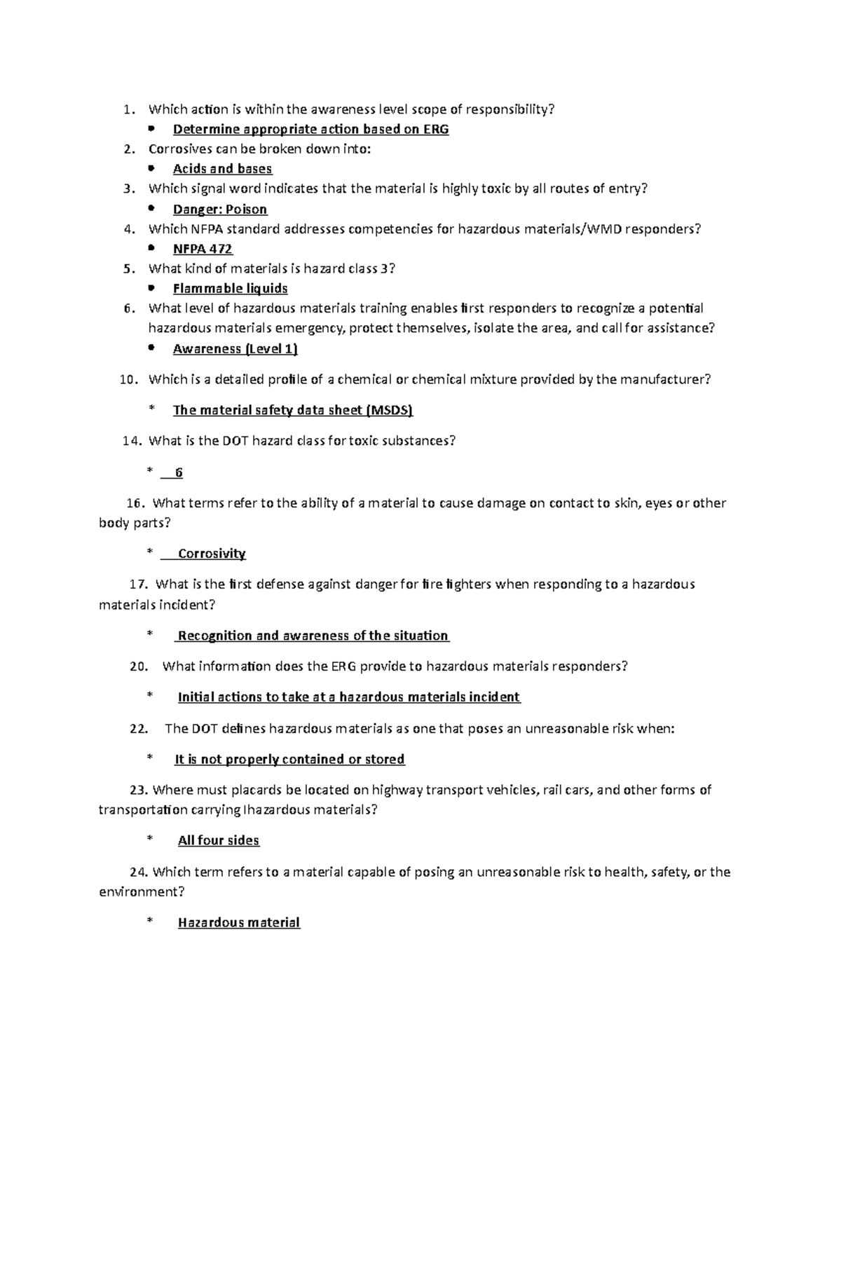 Hazmat 101: Comprehensive Reviewer for Hazardous Materials - Studocu