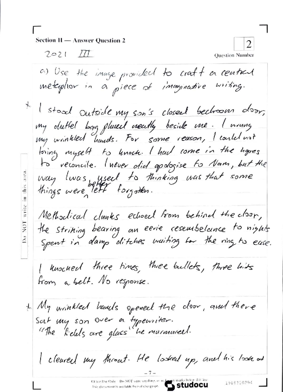 English 2021 MOD C: Creative Writing Reflection and Analysis - Studocu